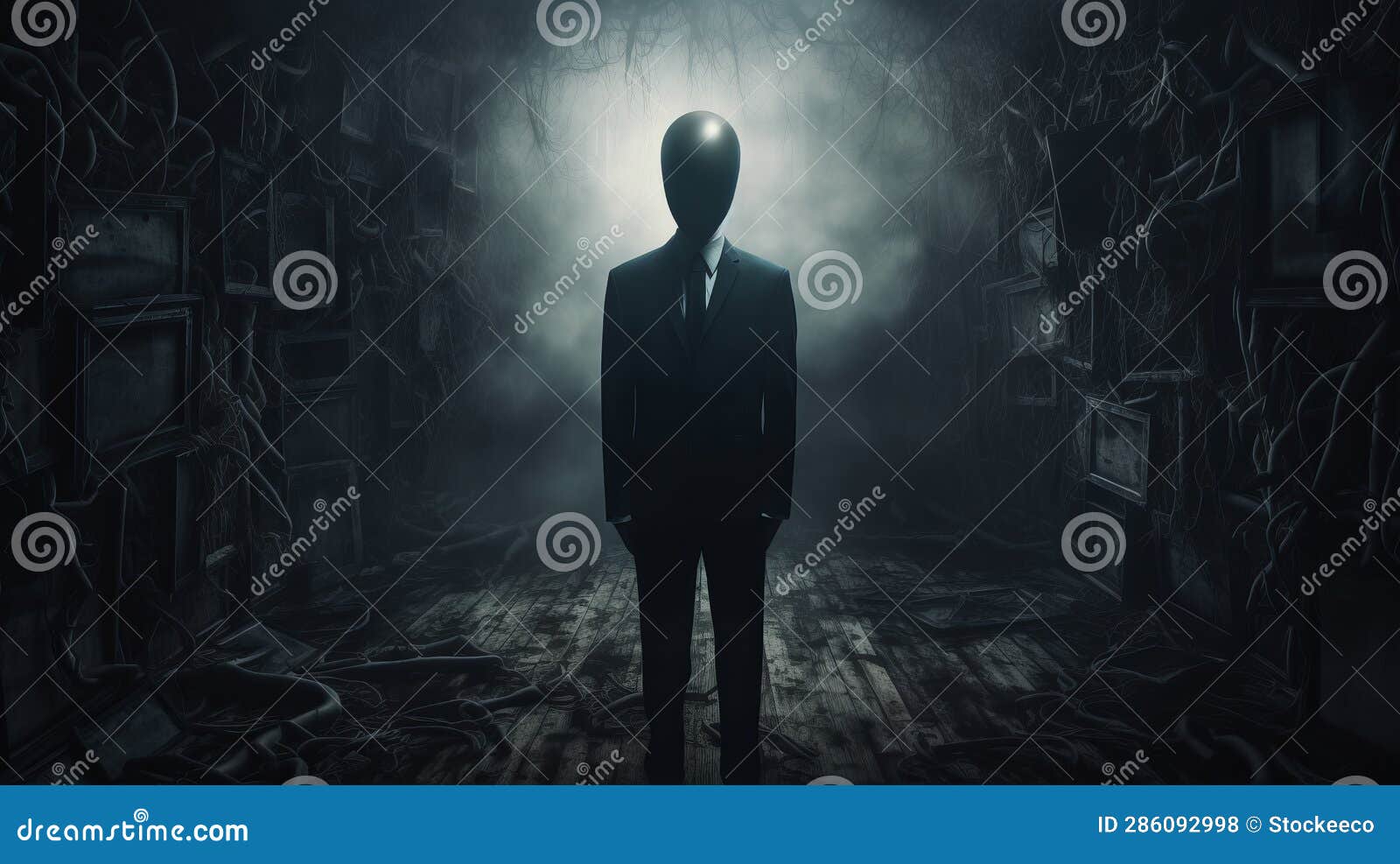 Terrifying Abstract Image of the Slender Man in a Hidden Face Room ...