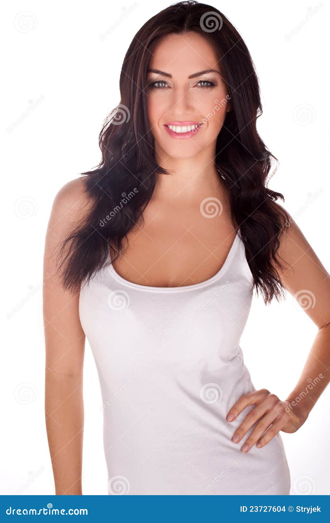 Slender Woman with Lovely Smile Stock Photo - Image of girl, clothes ...