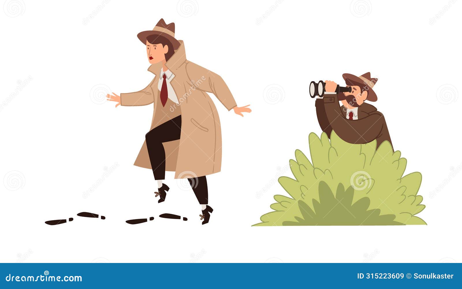 Sleuth Character Inquisitive Actions Set Cartoon Vector | CartoonDealer ...