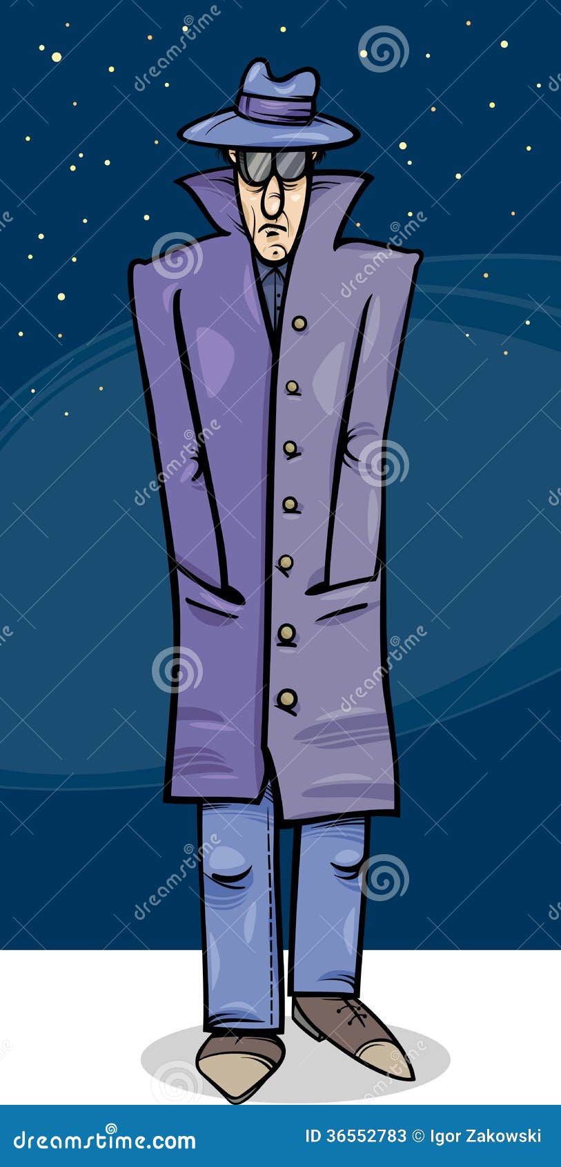 Sleuth or Gangster Cartoon Illustration Stock Vector - Illustration of ...