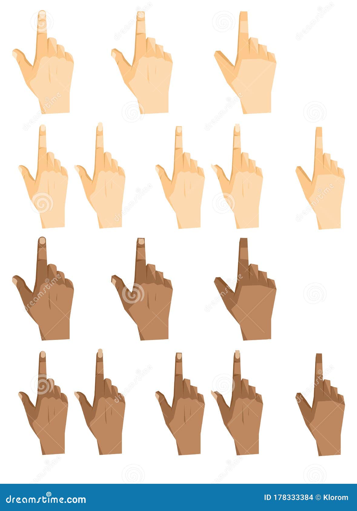 Set of Hands of Cursors of Different Detail and Color Stock Vector ...