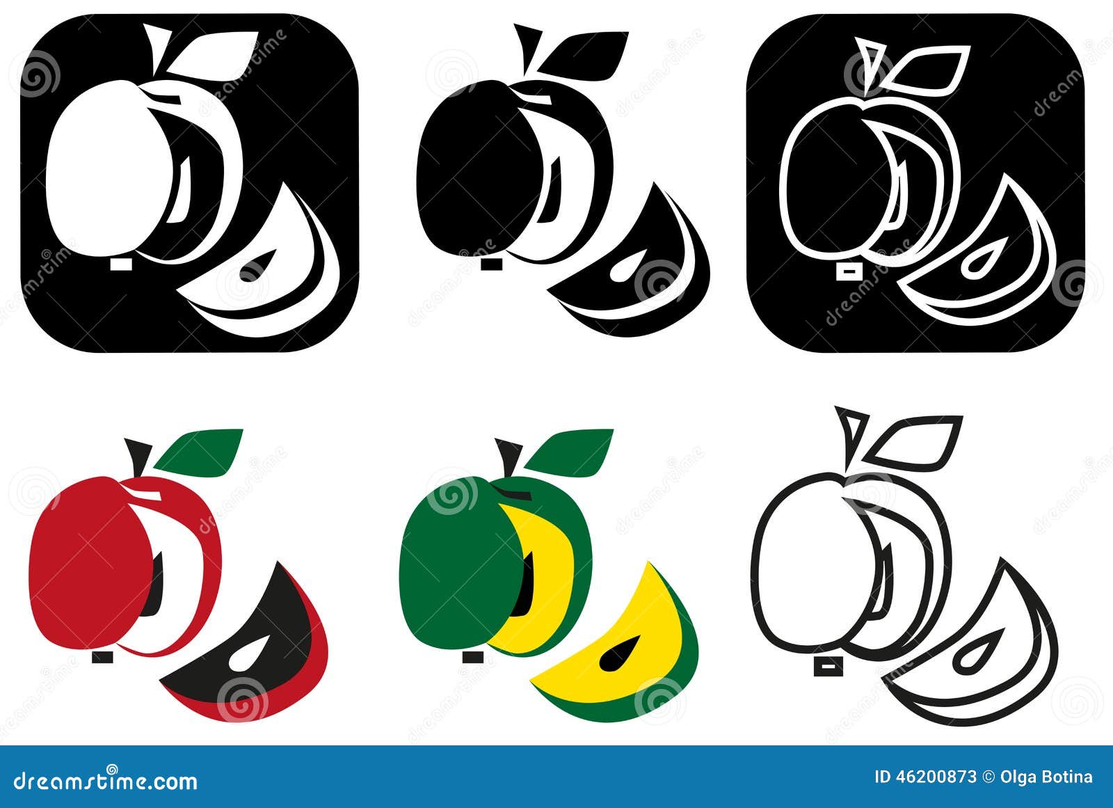 Slice of apple and cut stock vector. Illustration of yummy - 46200873