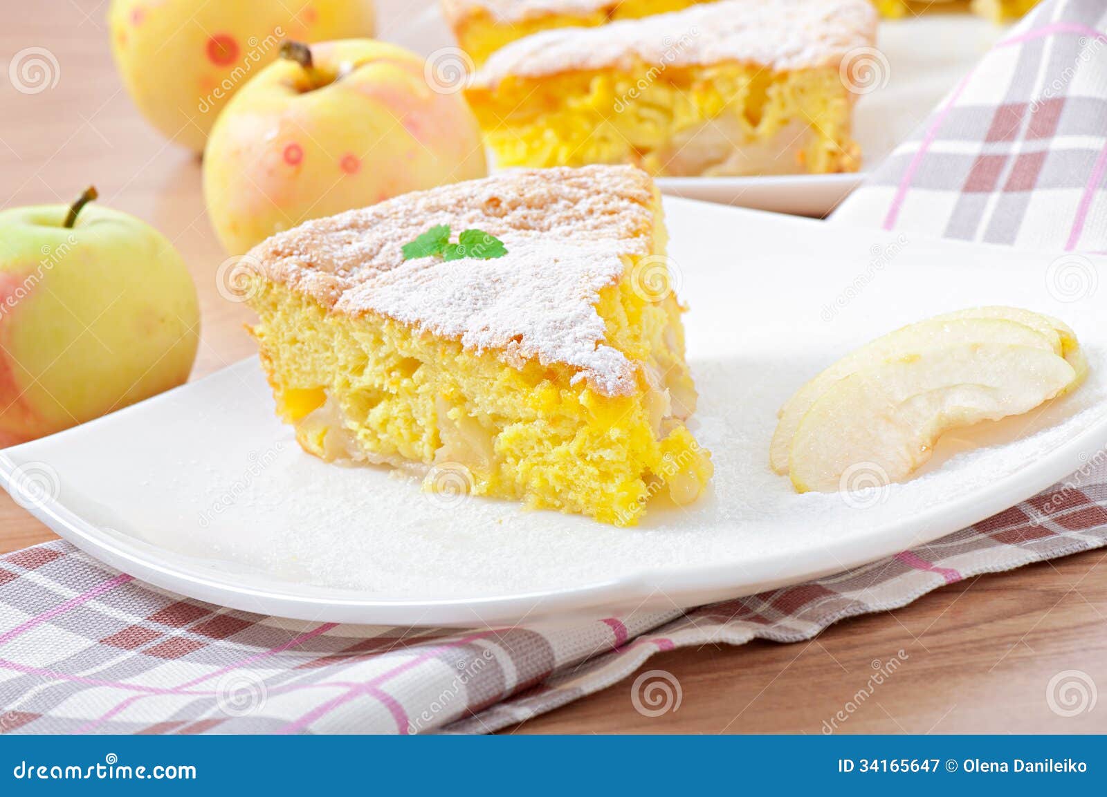 Slice of Apple Fruit Pie on a Plate Stock Image - Image of appetizing ...