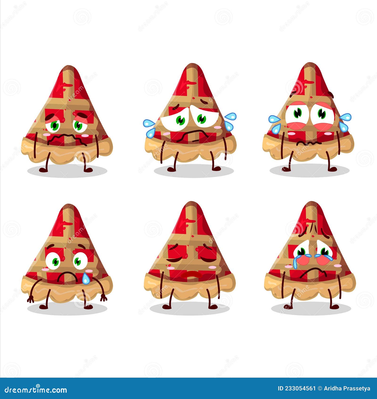 Slice of Apple Pie Cartoon Character with Sad Expression Stock Vector ...