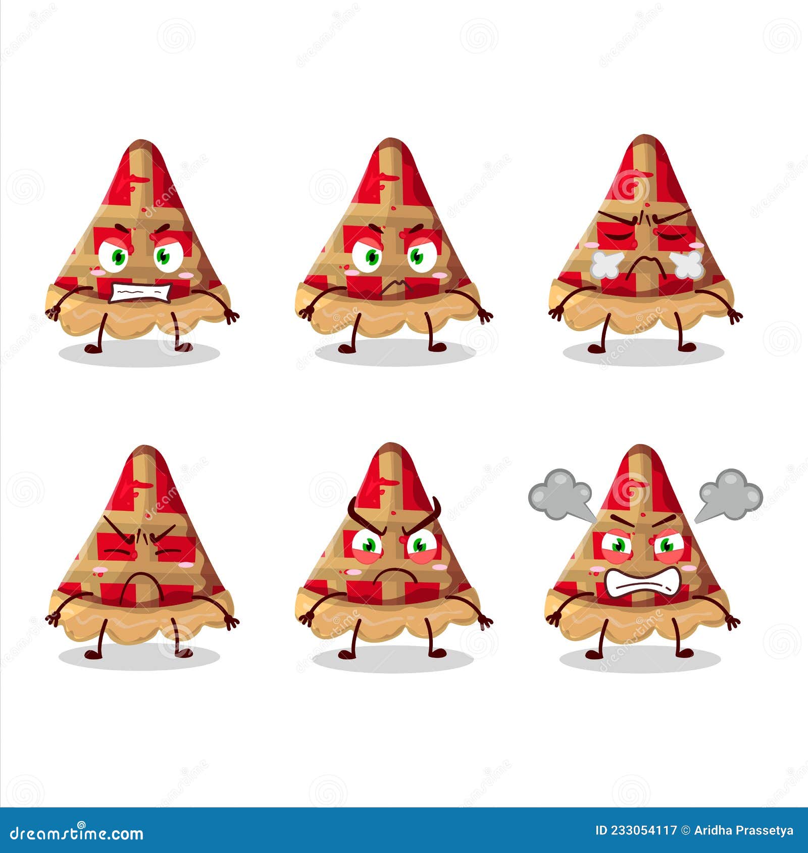 Slice of Apple Pie Cartoon Character with Various Angry Expressions ...