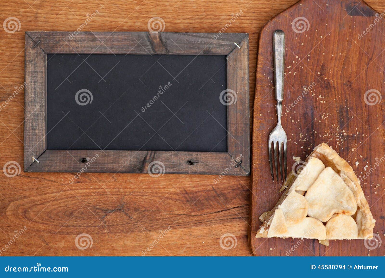 Slice of Apple Pie with Heart Shaped Crust Topping with Chalkboard ...