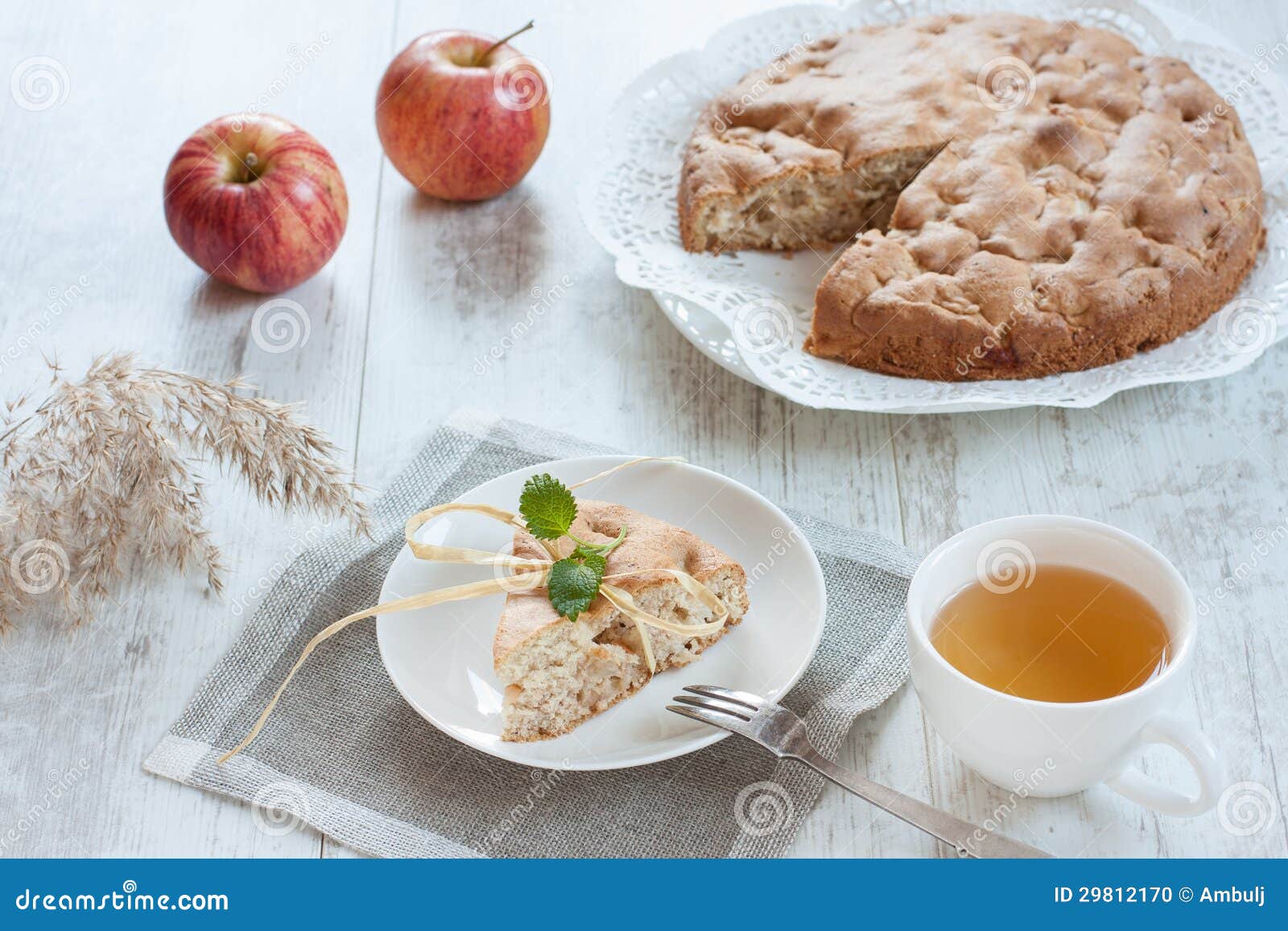 Breakfast with apple pie stock photo. Image of dessert - 29812170