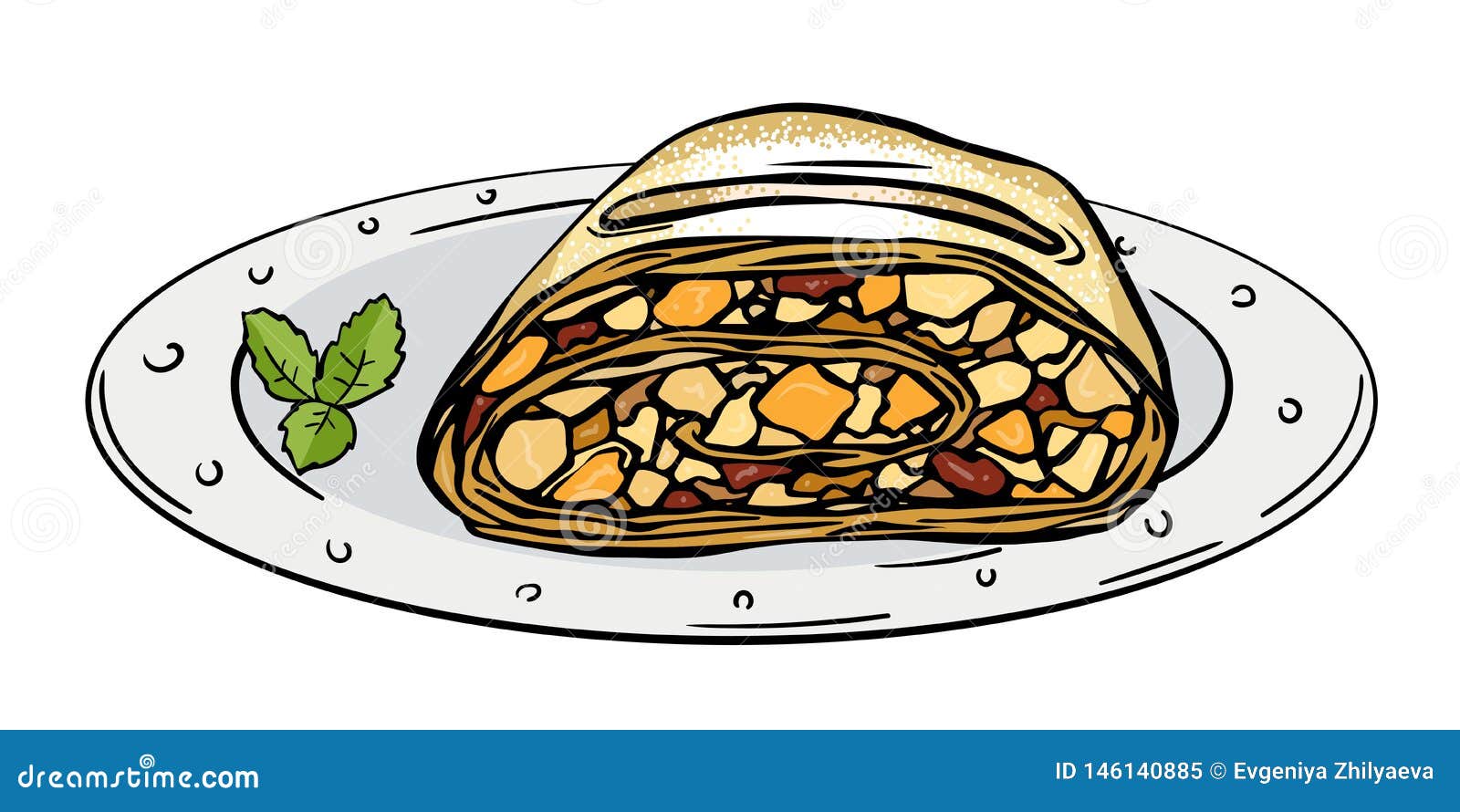 Slice Apple Strudel Stock Image | CartoonDealer.com #146140885