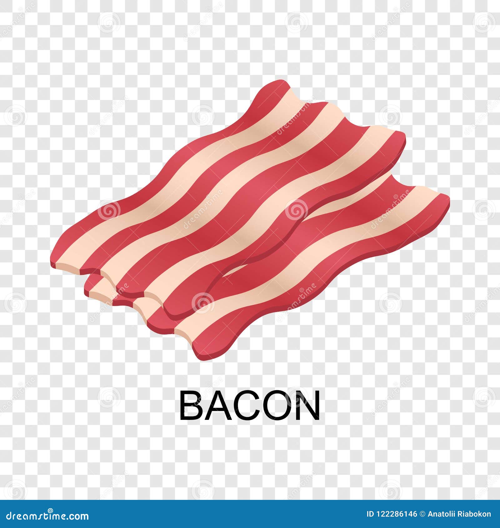 Slice of Bacon Icon, Isometric Style Stock Vector - Illustration of ...