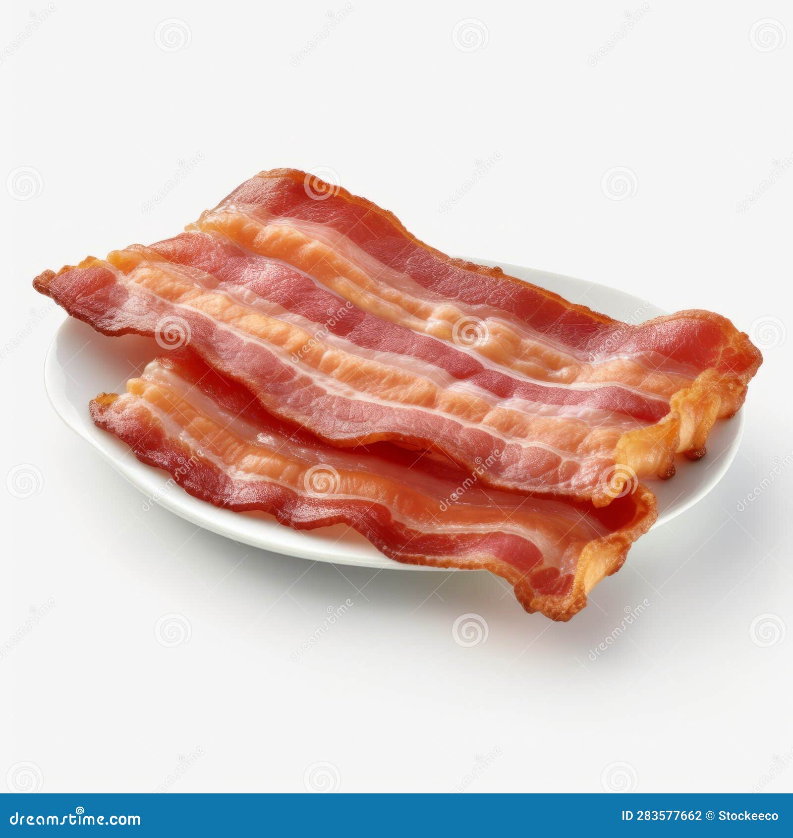 Ultra Realistic 4k Bacon Plated on White Background Stock Illustration ...