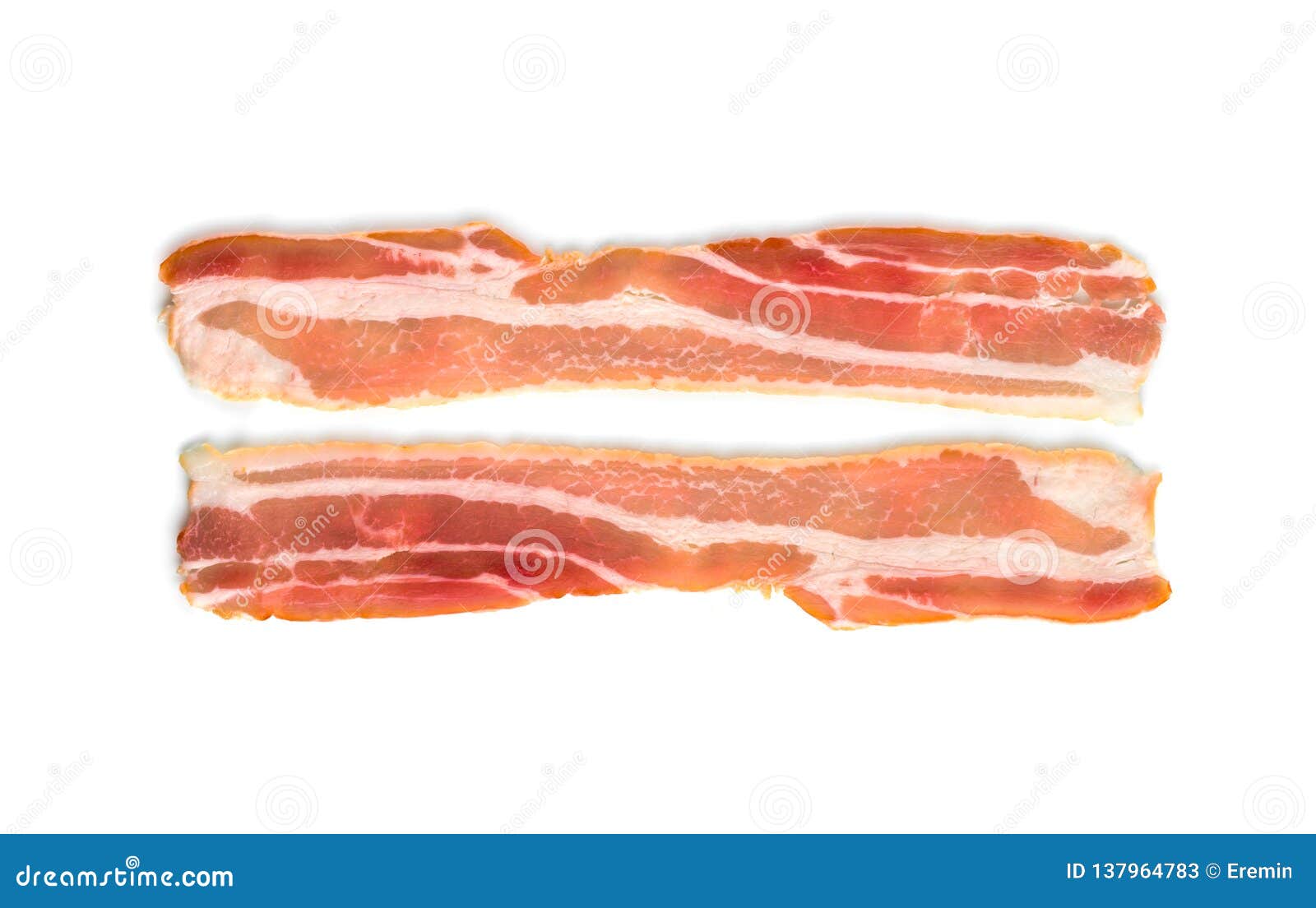 A Slice of Bacon on a White Background. Stock Image - Image of rasher ...