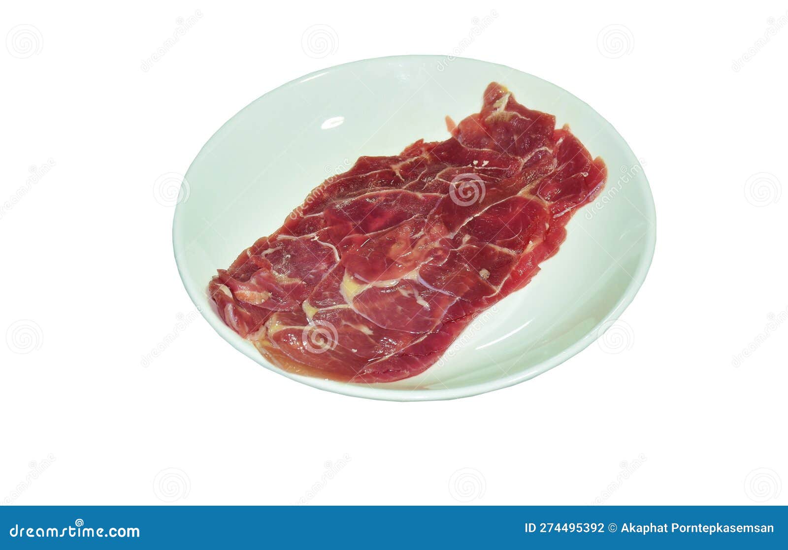 Slice Beef Shank Raw Food on Plate Isolated in White Background Stock ...