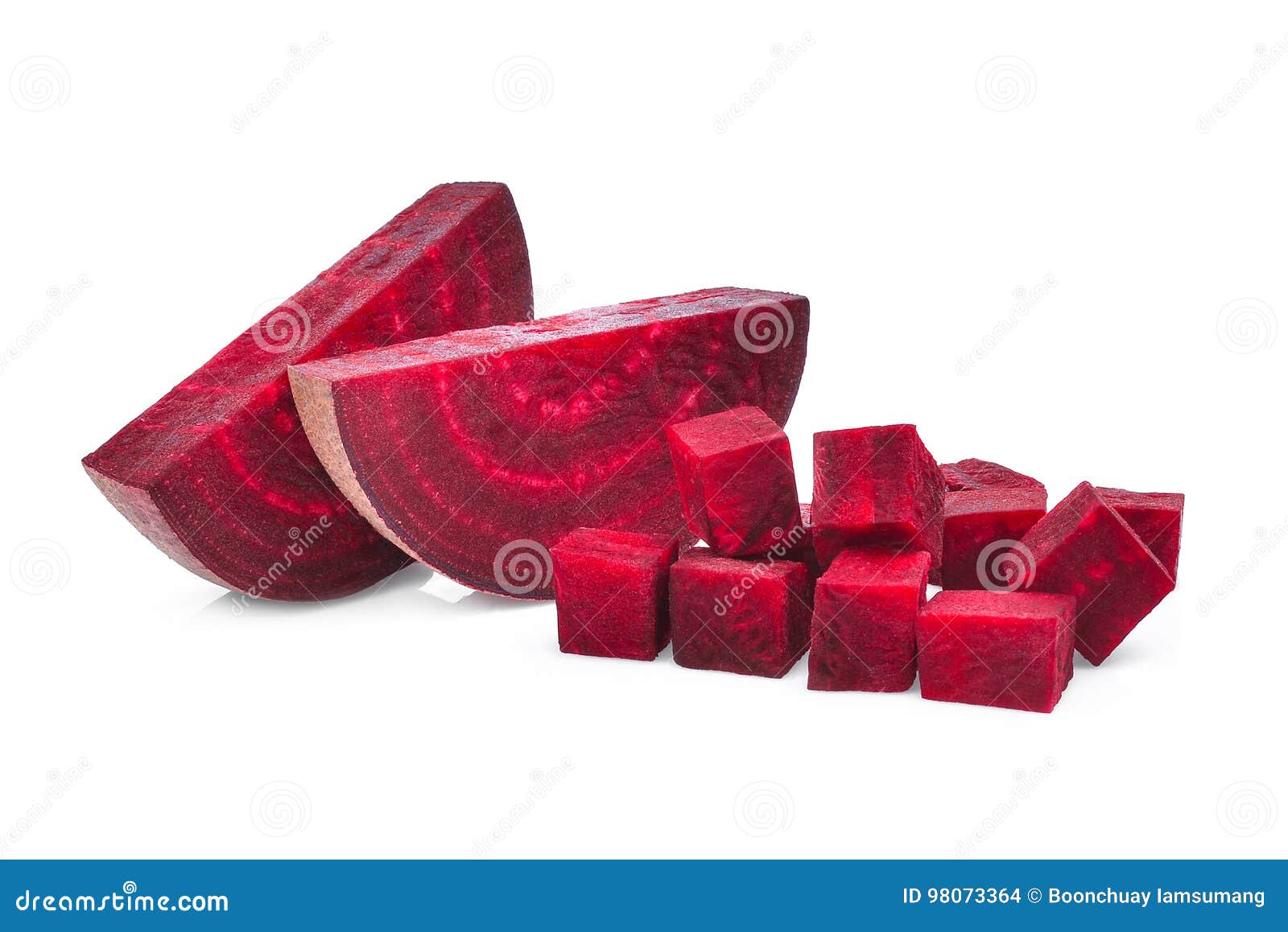 Slice Of Beetroot With Cubes Isolated On White Stock Photo - Image of ...