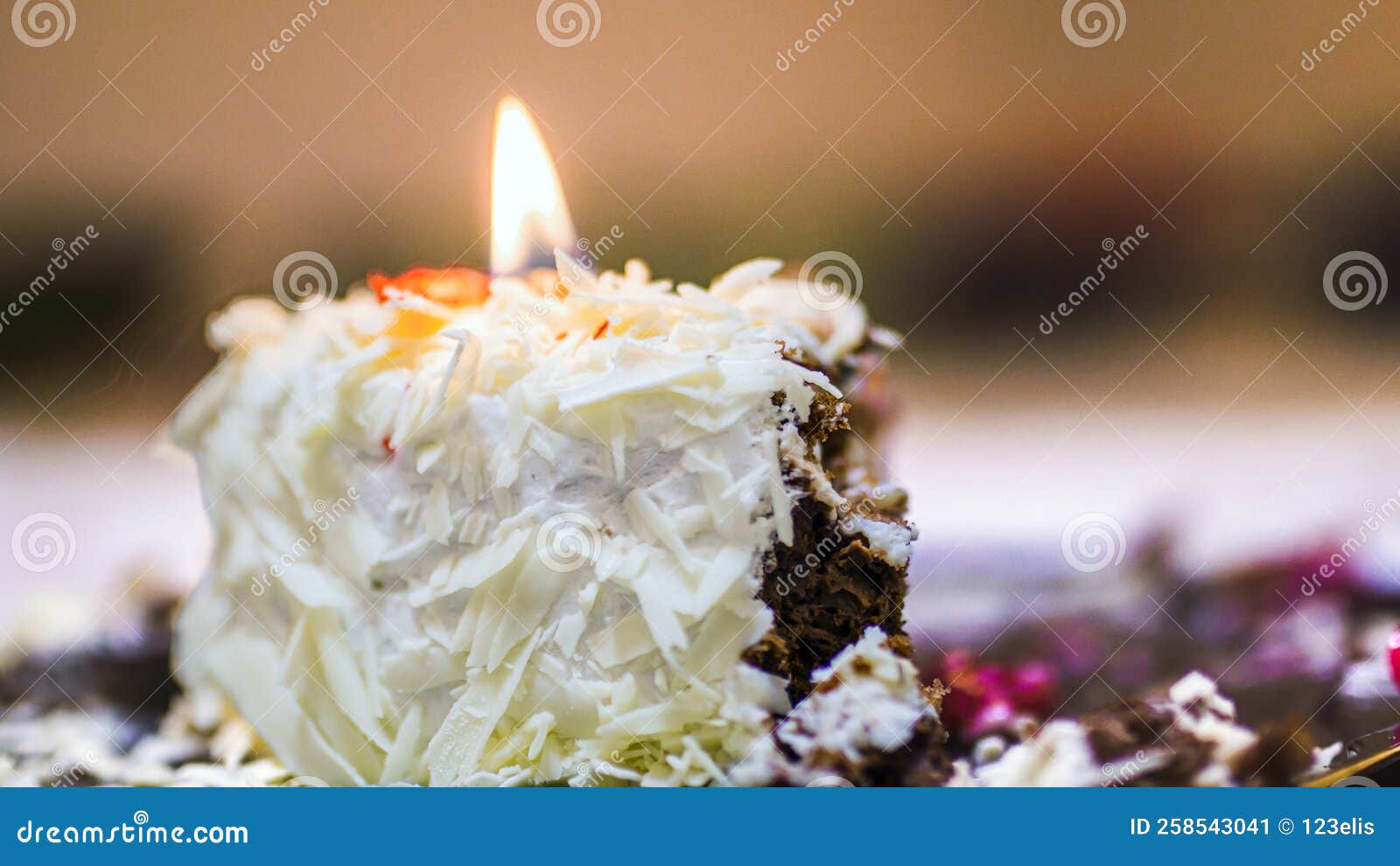 Sliced of Birthday Cake stock image. Image of gourmet - 258543041