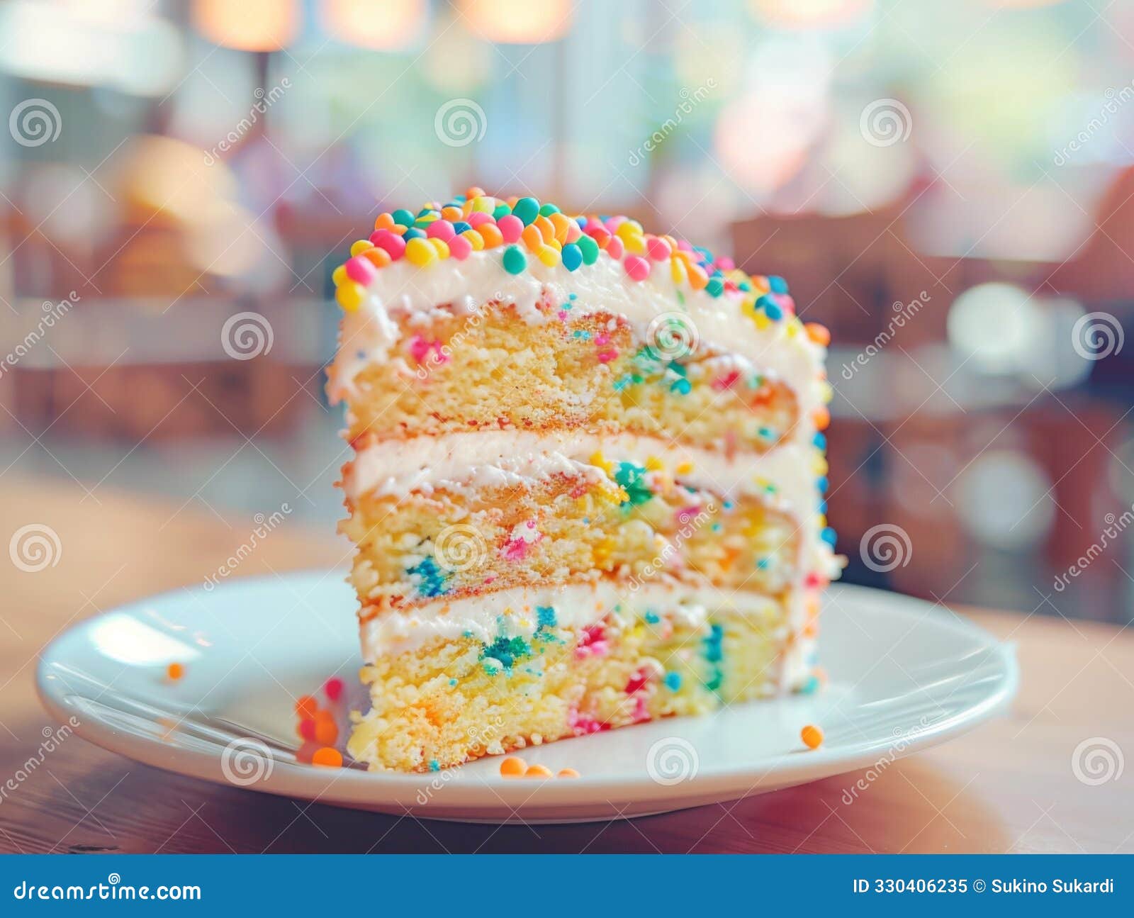 A Slice of Birthday Cake with Colorful Sprinkles Stock Illustration ...