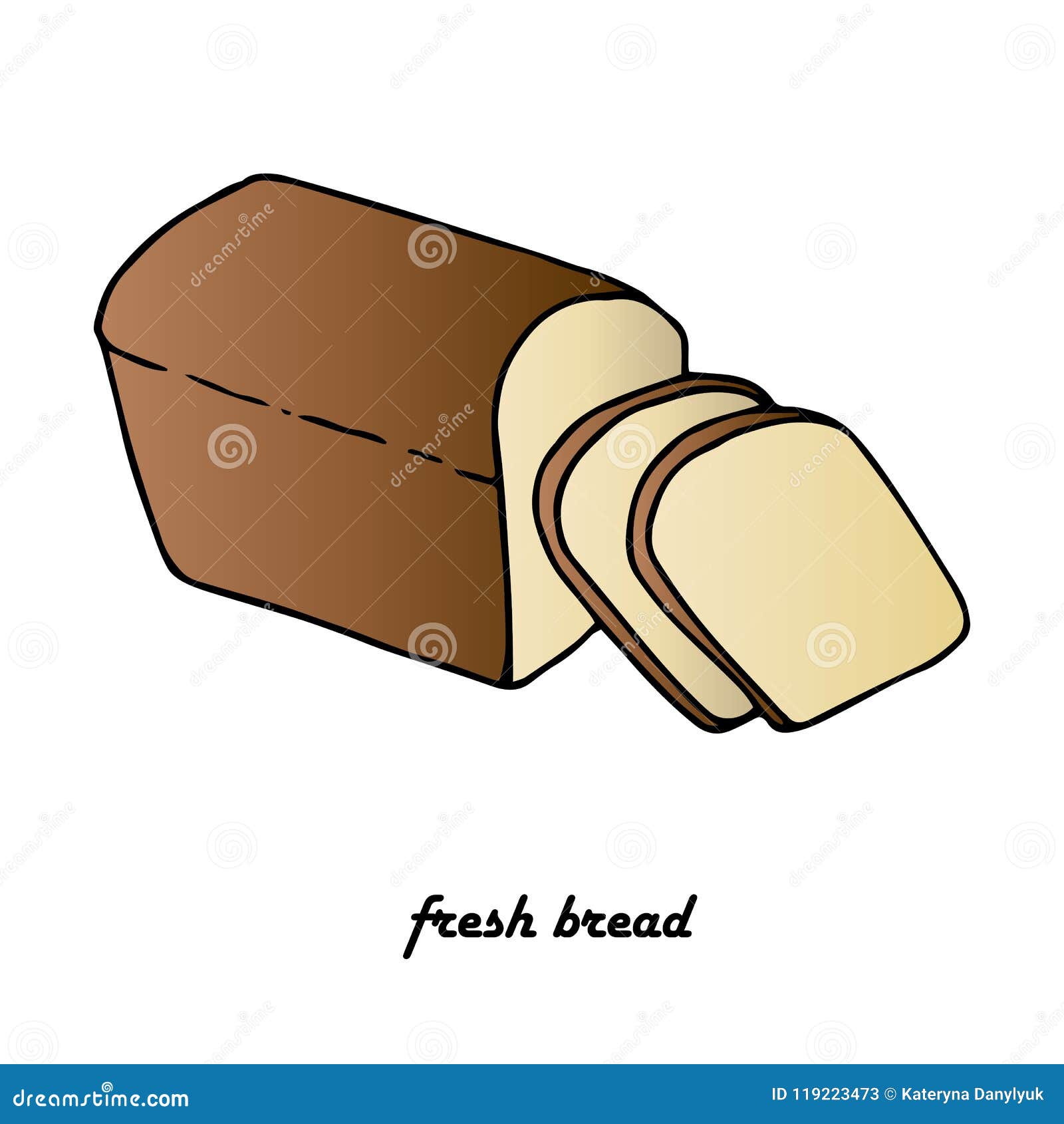 Slice Black Bread, Fresh Bread, Flat Design Element Stock Vector ...