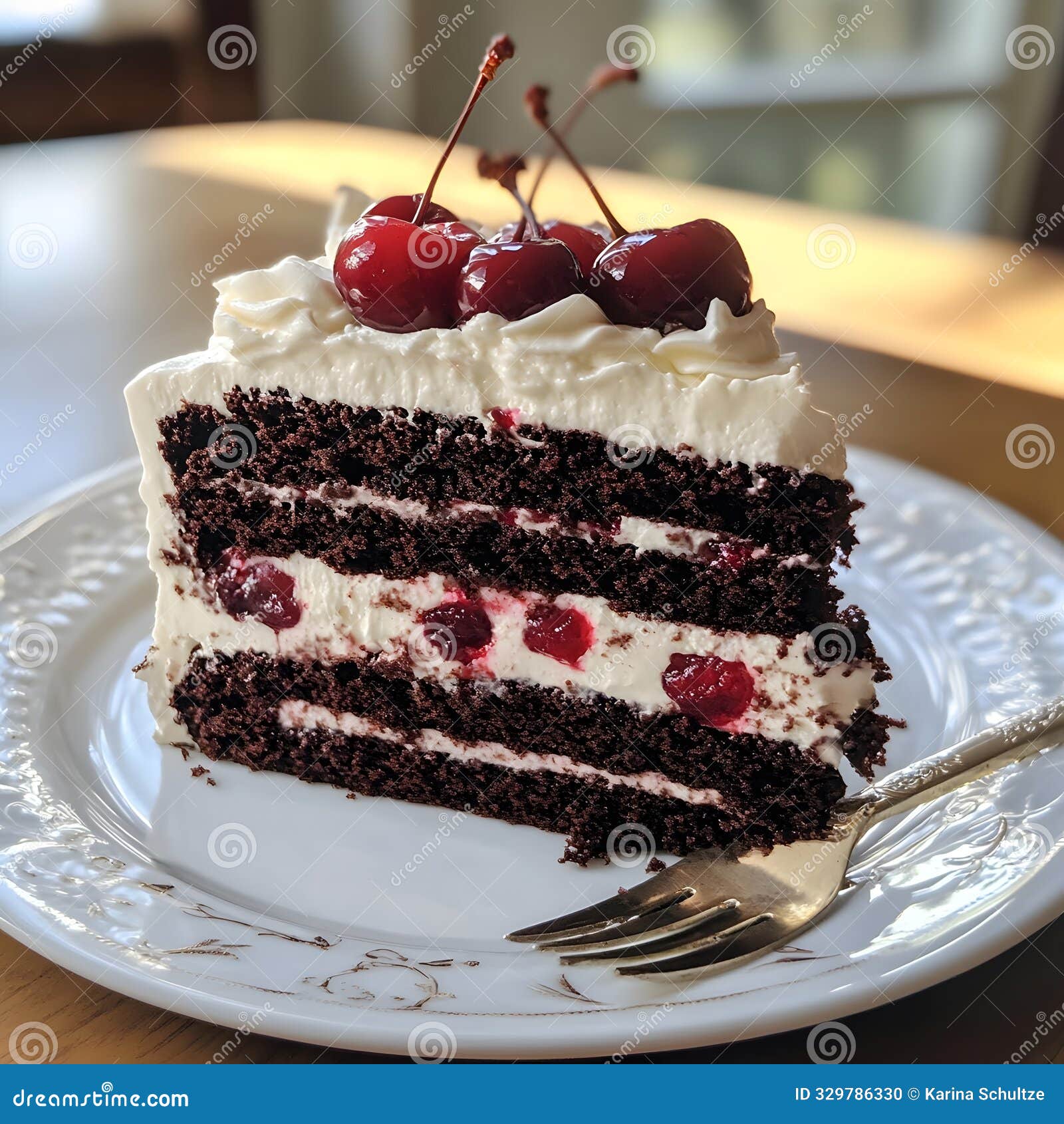 Layers Of Chocolate And Vanilla Ice Cream With Candy Flow Over Waffle ...