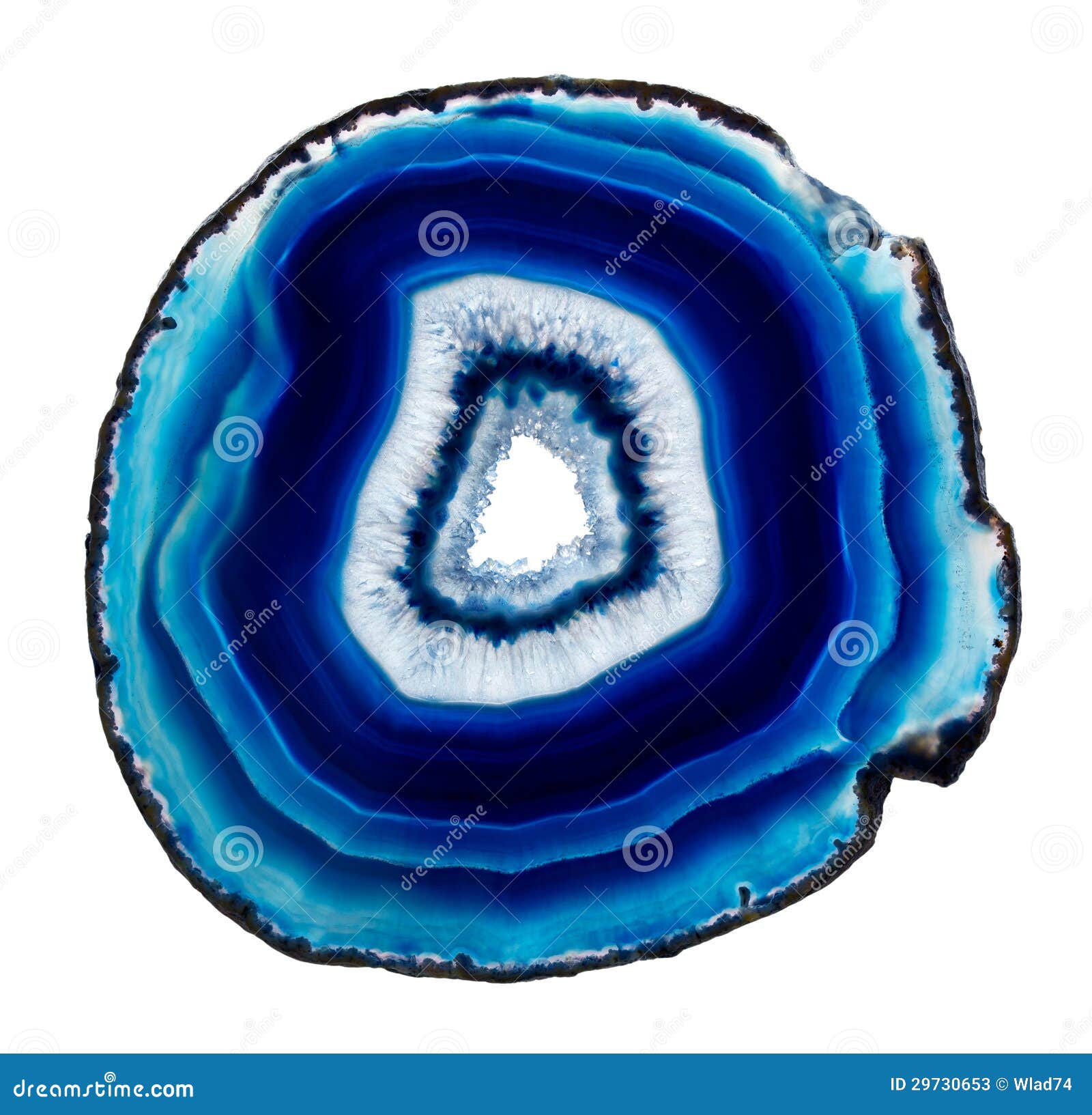 Slice of Blue Agate Crystal on a White Background Stock Image Image of blue, white: 29730653