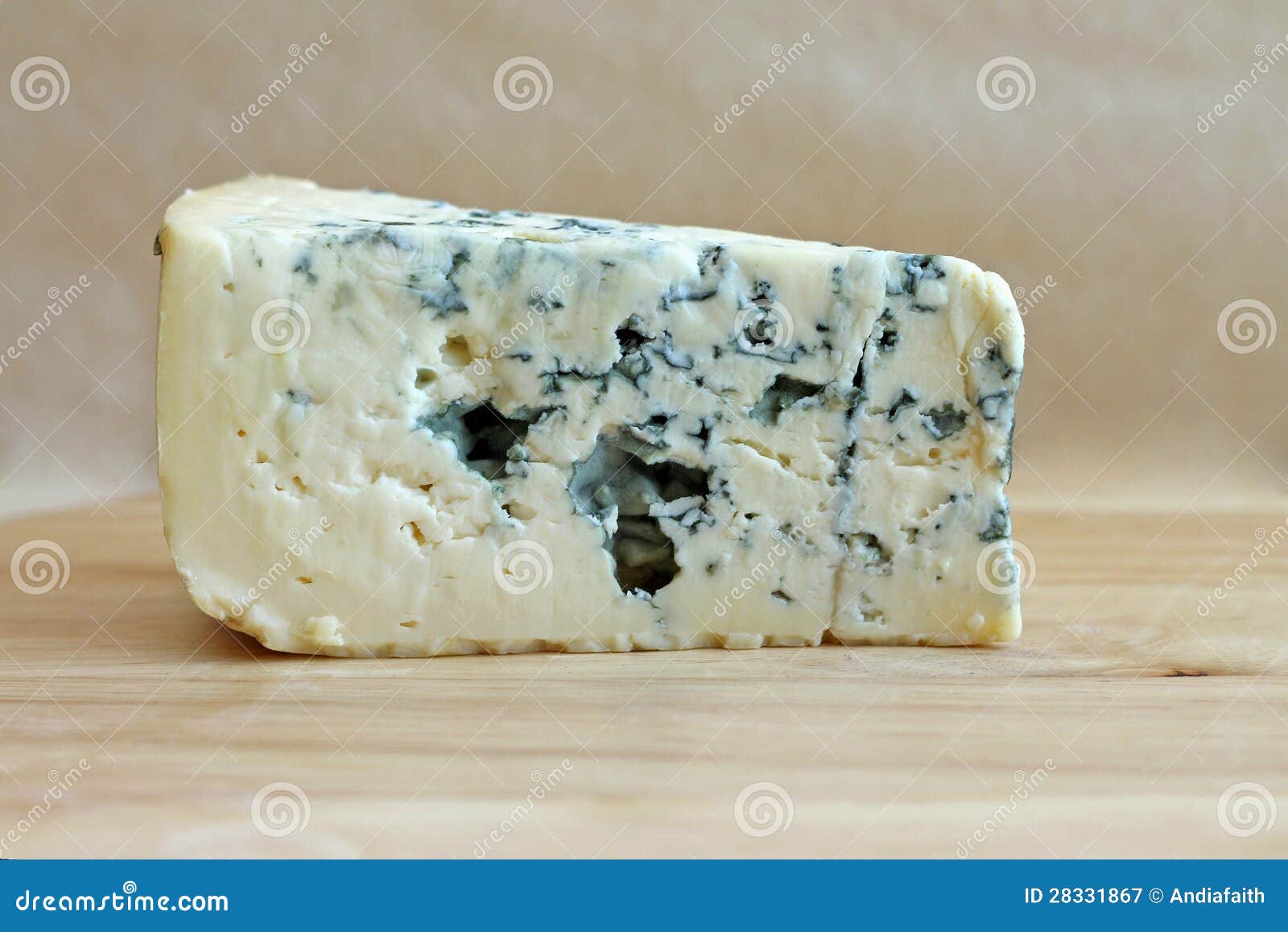 Slice of Blue Cheese on Wooden Background Stock Image - Image of table ...
