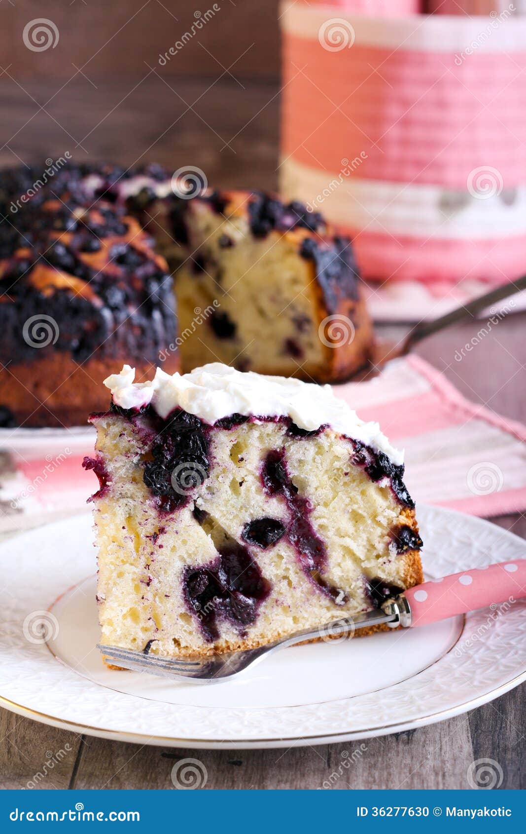 Slice of blueberry cake stock photo. Image of dessert - 36277630