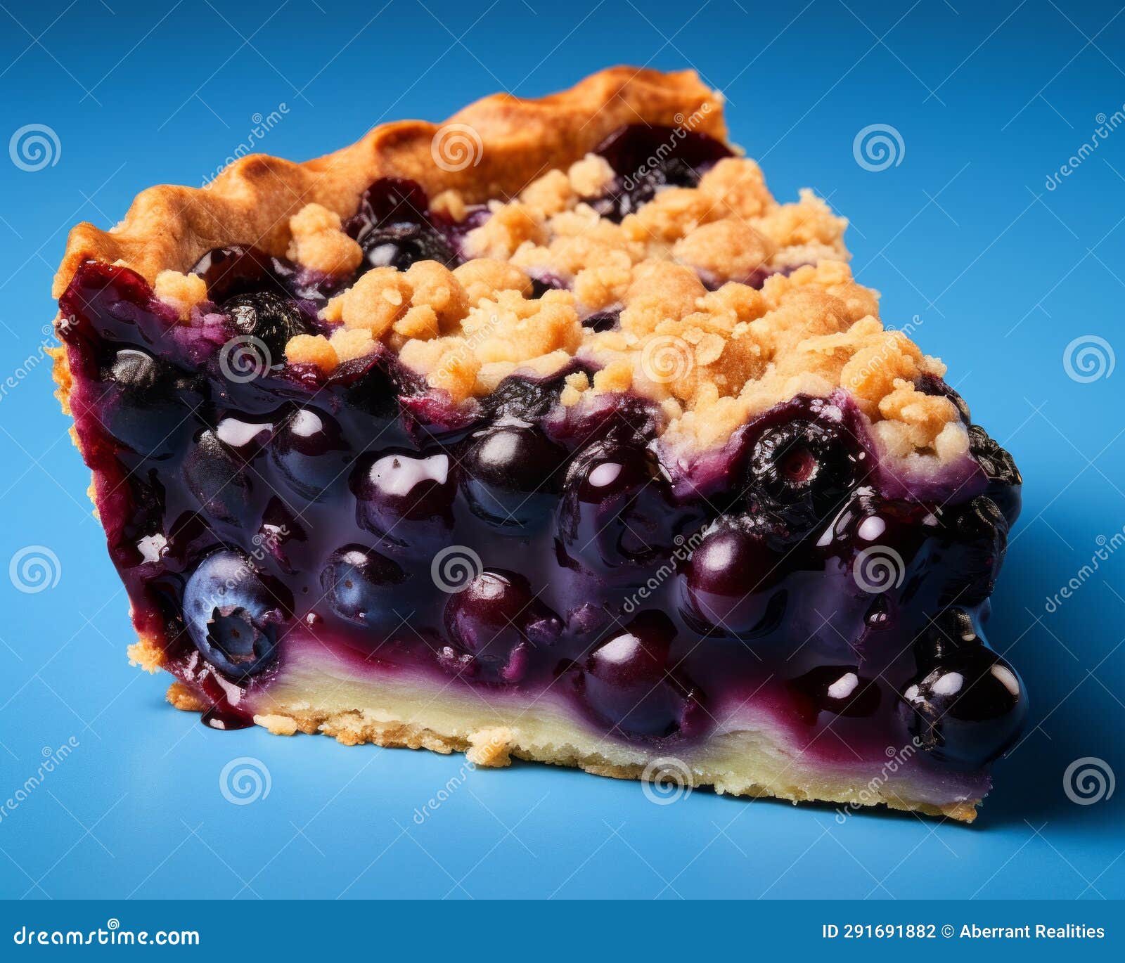 A Slice of Blueberry Pie on a Blue Background Stock Illustration ...