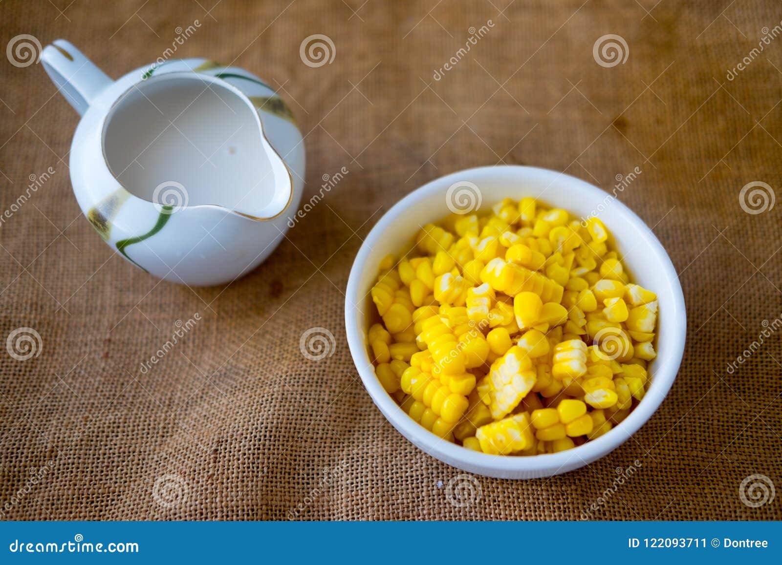 Slice Boiled Corn is Served with Fresh Milk Stock Image - Image of ...