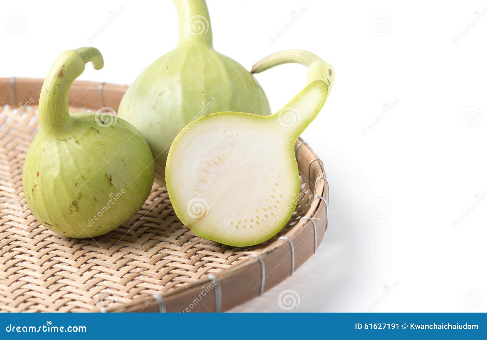 Slice Bottle Gourd Fruit on Basket Isolated Stock Image - Image of ...