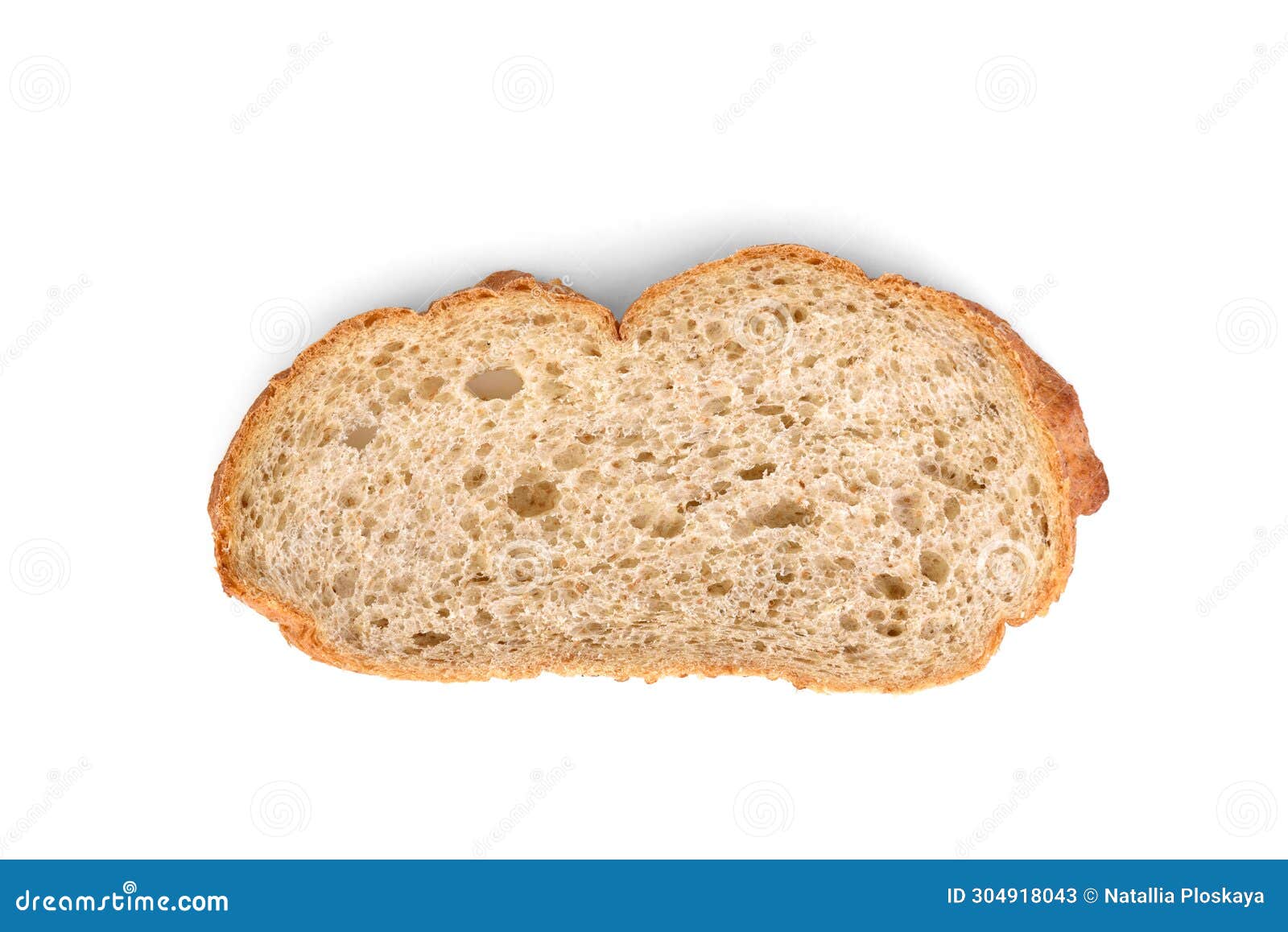 Slice of Bran Bread Isolated on White Background. Stock Image - Image ...