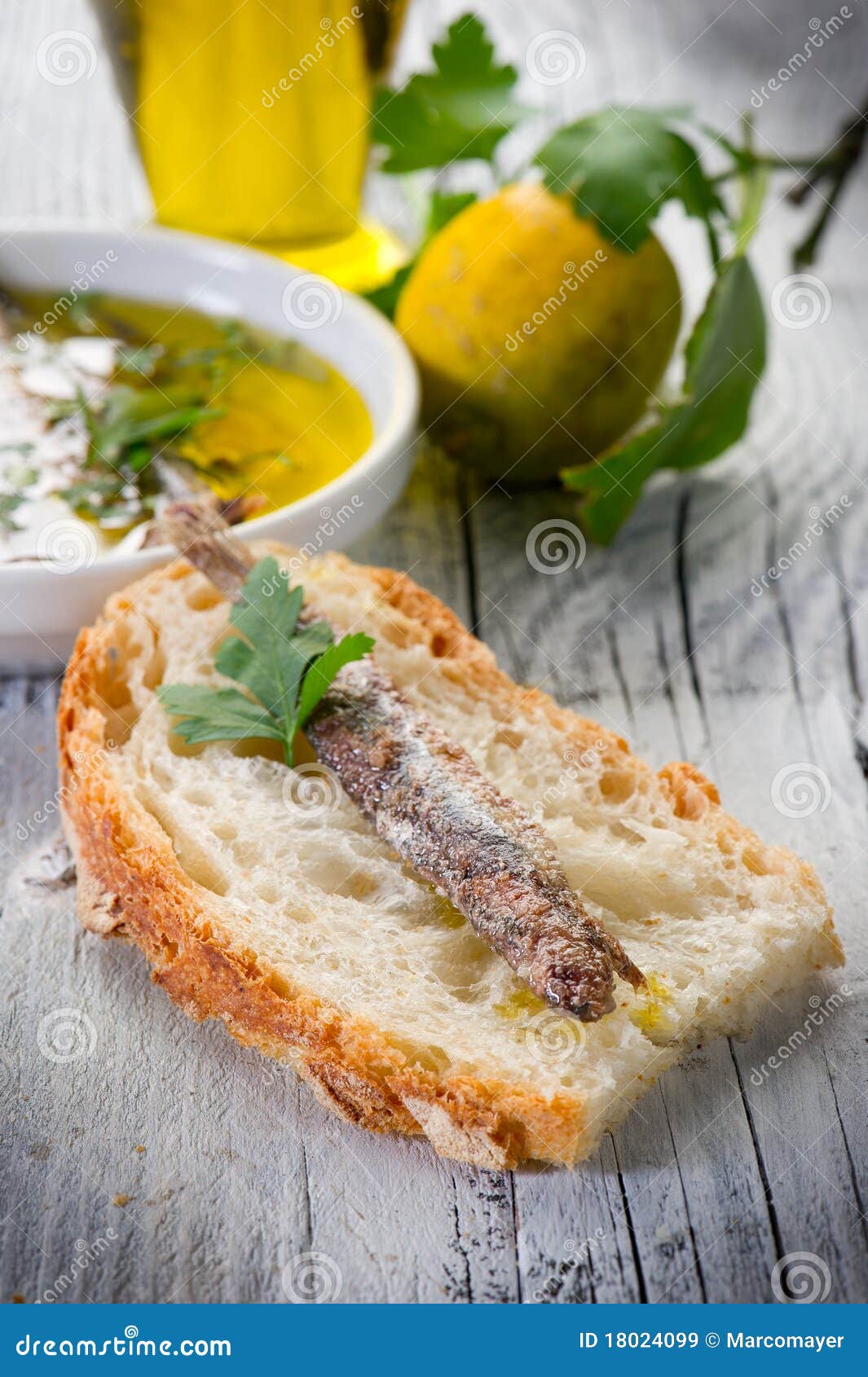 Slice bread with anchovy stock image. Image of eyes, salty - 18024099