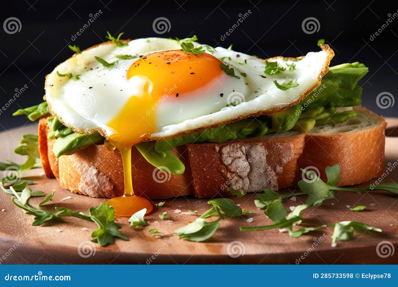 Slice of Bread with Avocado and Soft Boiled Egg Stock Illustration ...
