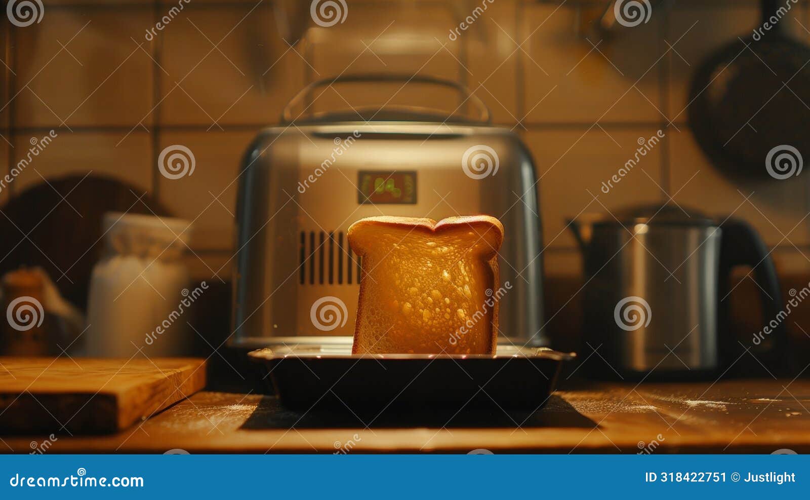 A Slice of Bread Being Lowered into the Toaster with a Glimpse of the ...