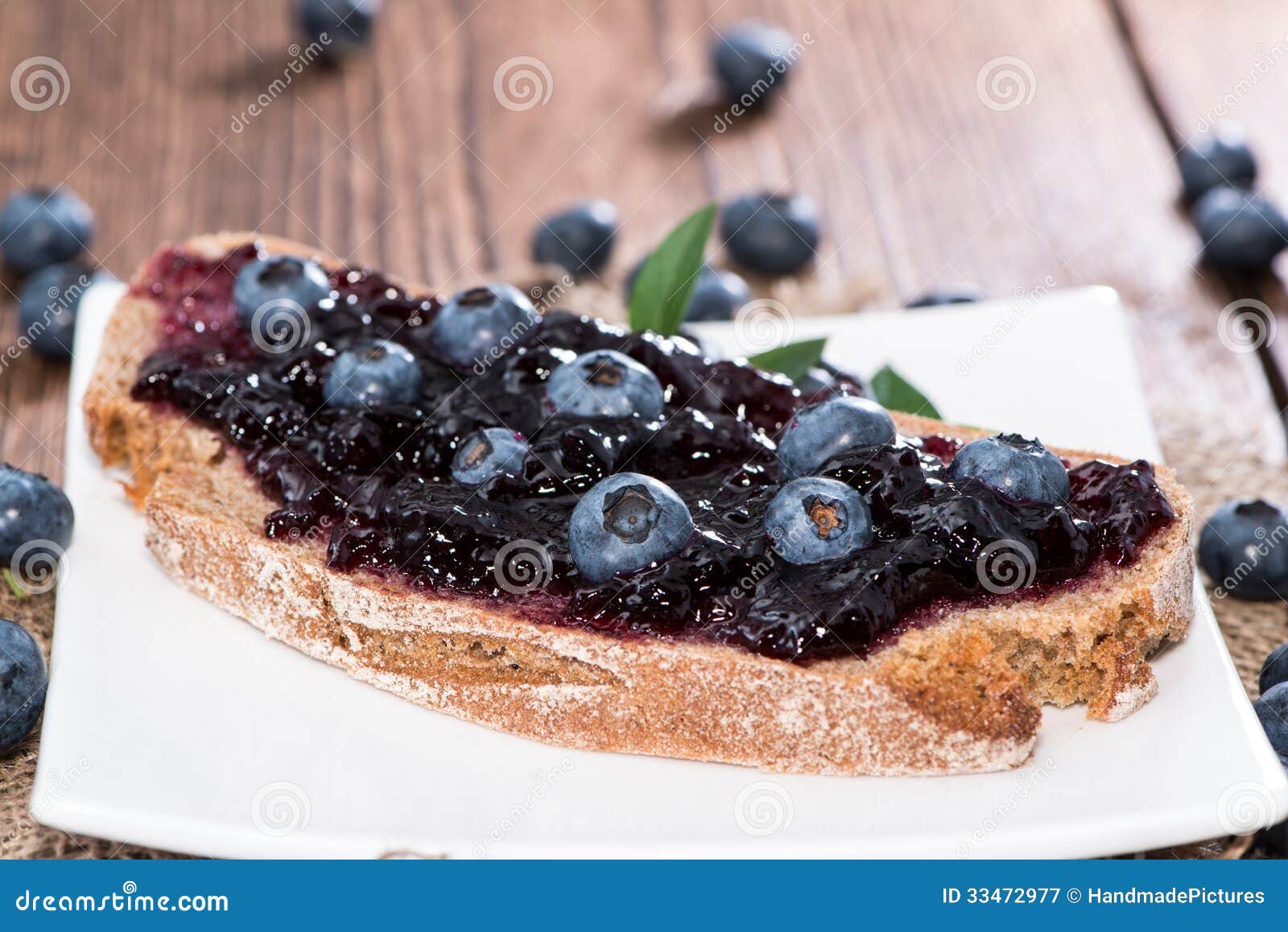 Slice of Bread with Blueberry Jam Stock Image - Image of jelly, closeup ...