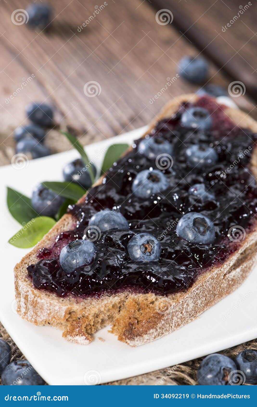 Slice of Bread with Blueberry Jam Stock Image - Image of closeup ...