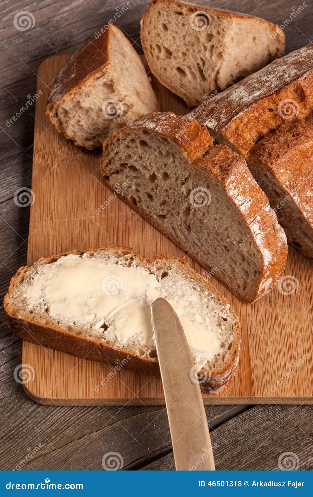 Slice of bread. stock photo. Image of loaf, morning, cutting - 46501318