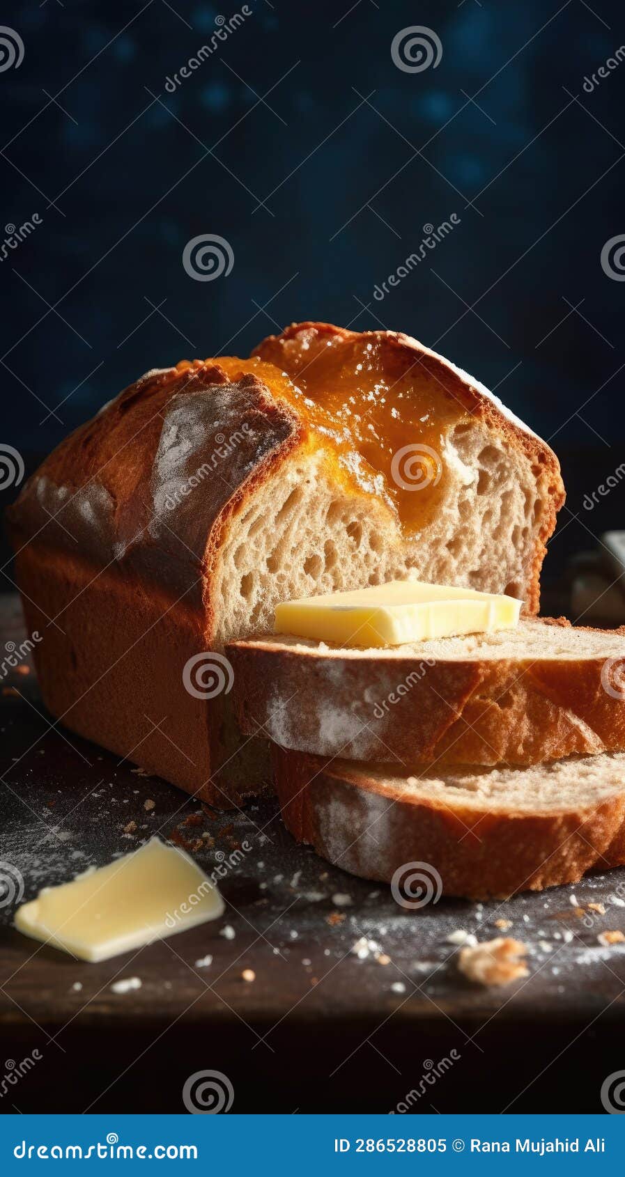 A Slice of Bread with Butter and Honey Dripping Down the Side Stock ...