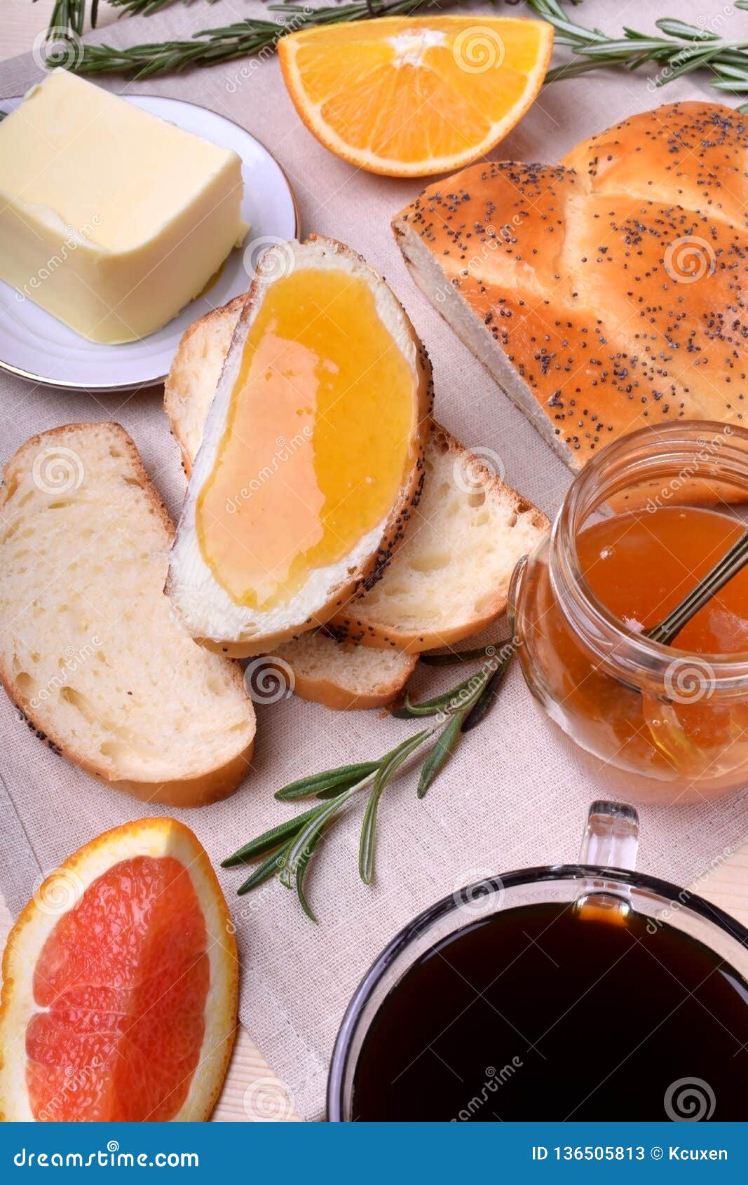 Slice of Bread with Butter and Jam Stock Image - Image of breakfast ...