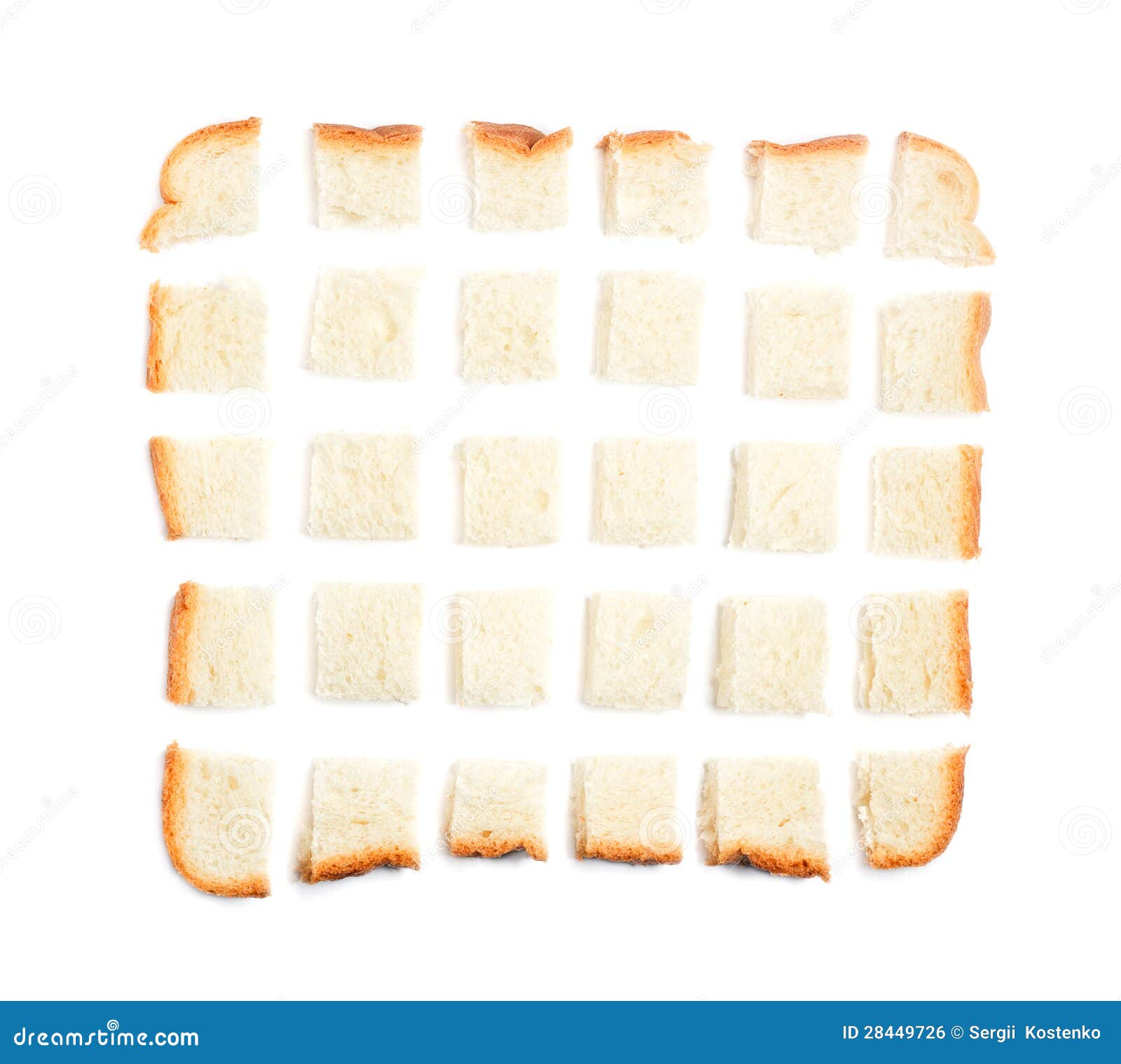 Slice of Bread Chopped in Pieces Stock Photo - Image of white, closeup ...