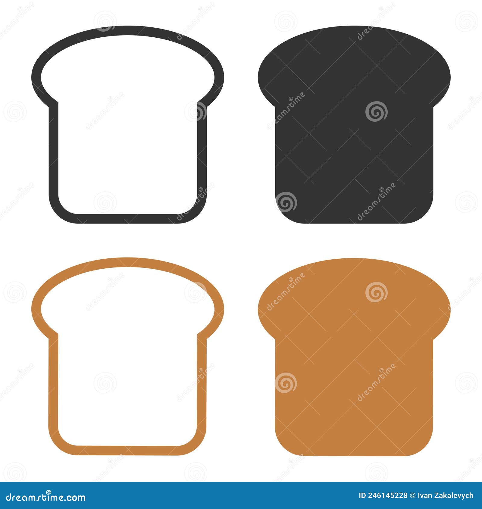 Slice of Bread Icon. Sandwich Element Symbol. Sign Tost Vector Stock ...