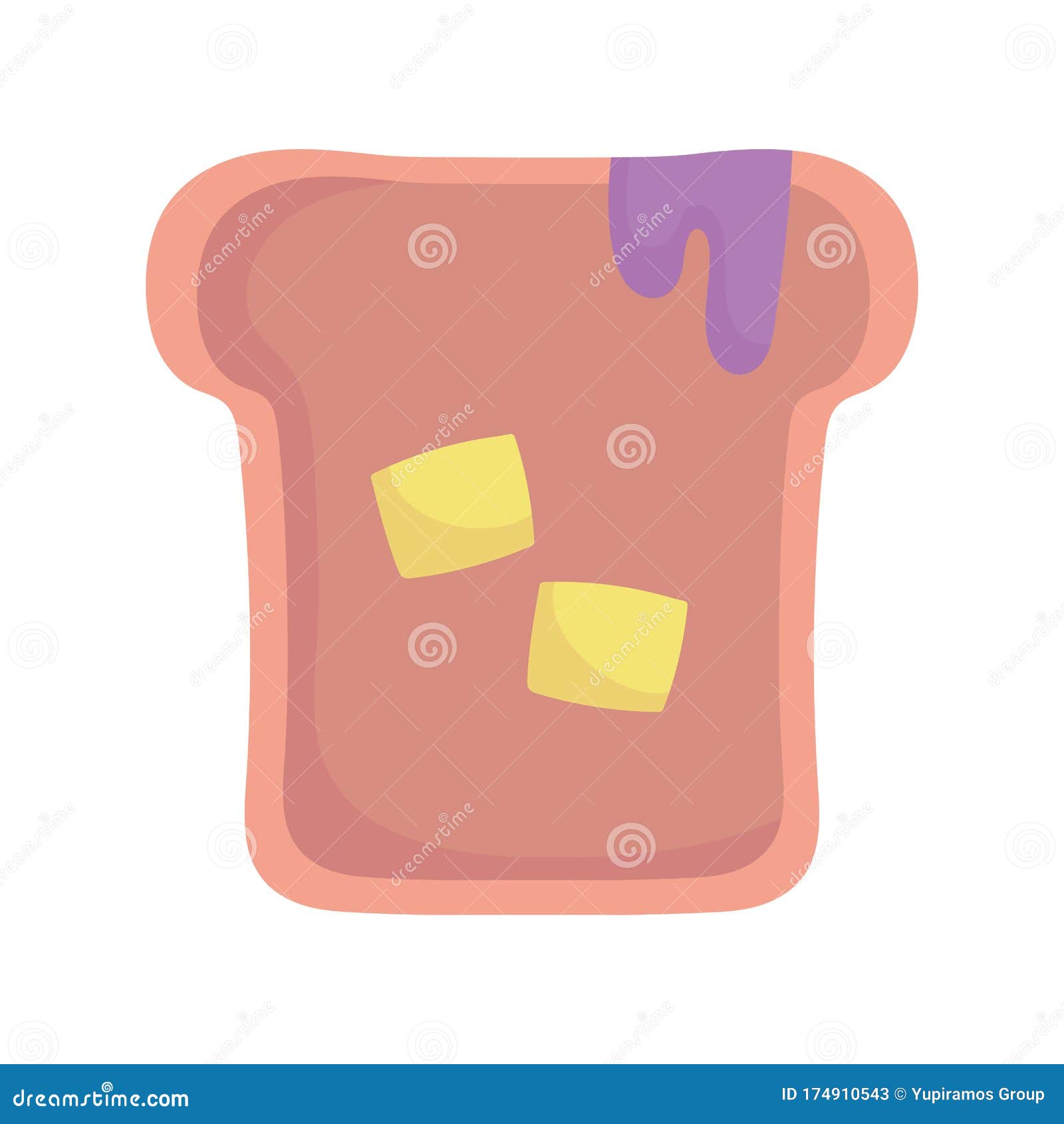 Slice Bread with Jam and Butter Cartoon Icon Style Design Stock Vector ...