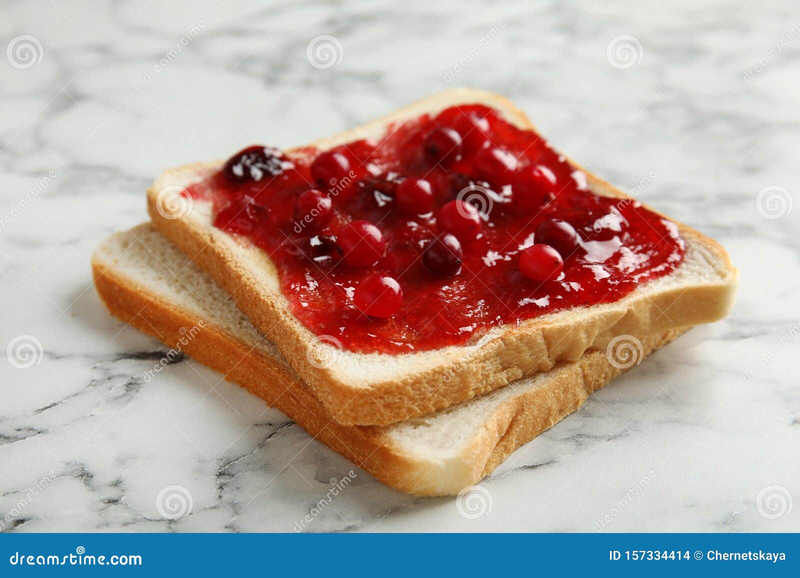 Slice of Bread with Jam on Marble Table Stock Photo - Image of cook ...