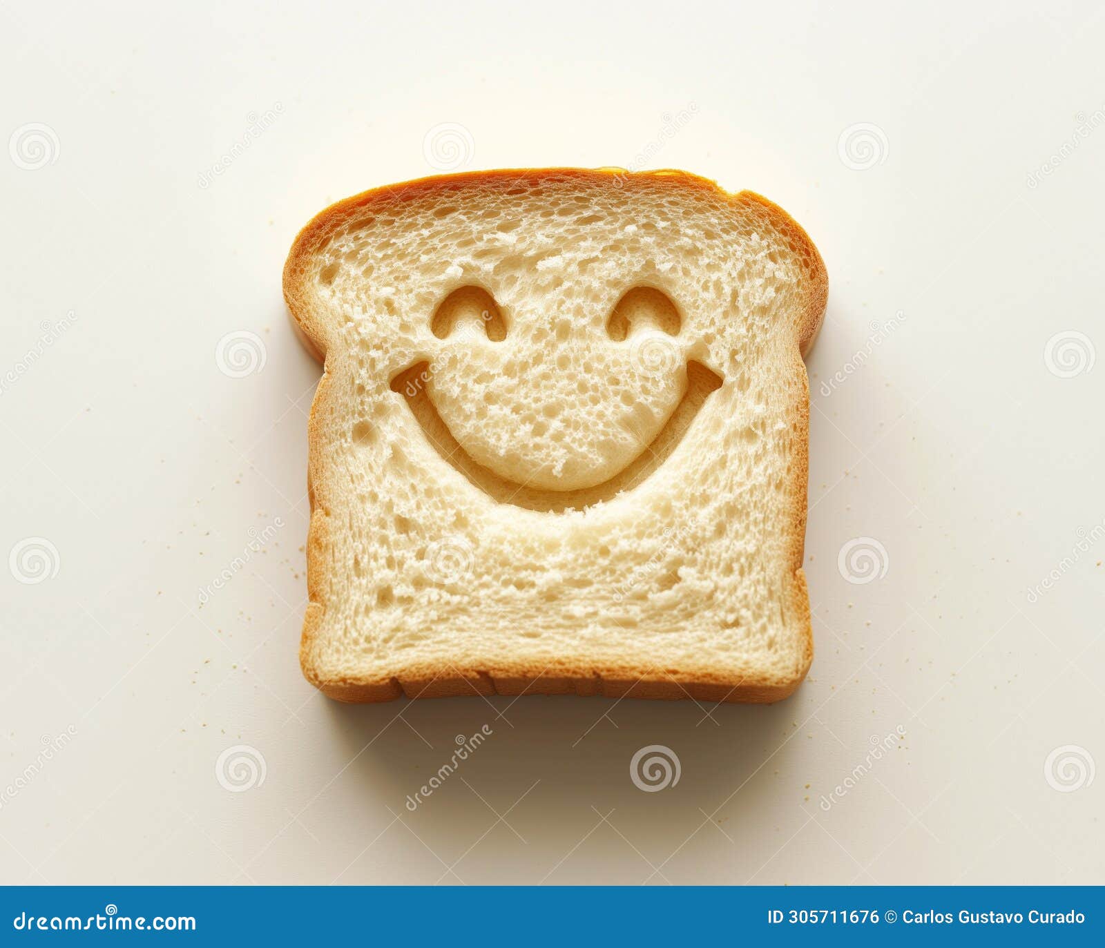 A Slice of Bread Loaf, with a Cute Smiling Face on it Stock ...