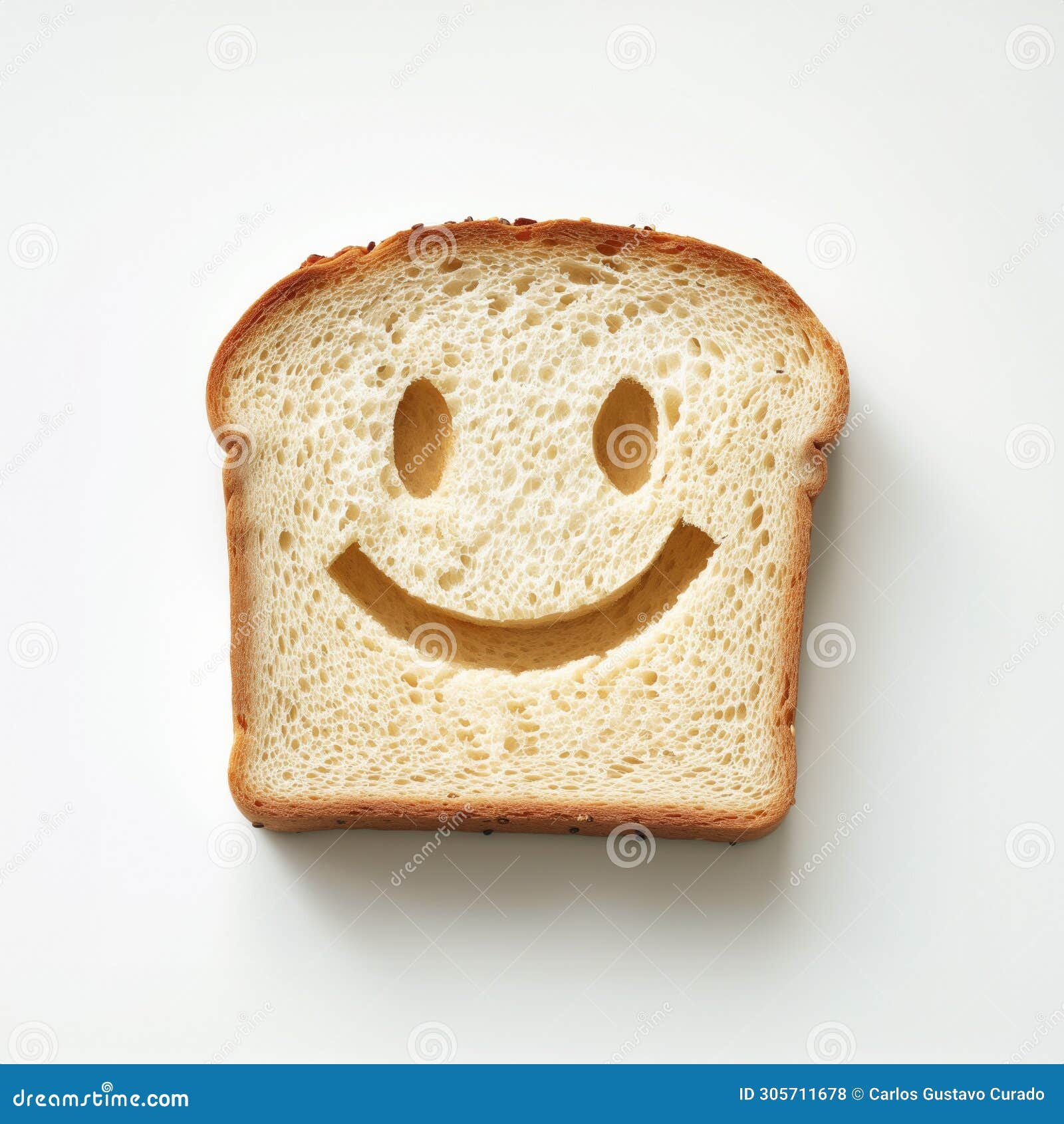 A Slice of Bread Loaf, with a Cute Smiling Face on it Stock ...