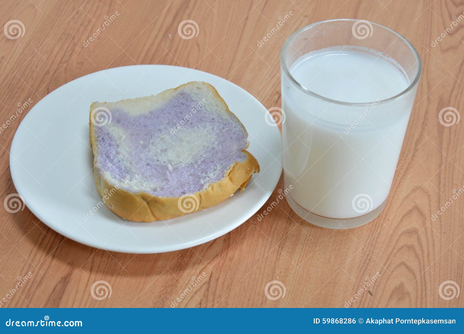 Slice Bread Mixed with Taro and Milk Stock Photo - Image of product ...