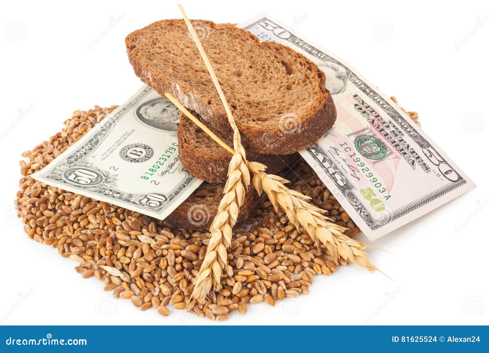 Slice bread with money stock photo. Image of budget, dollar - 81625524