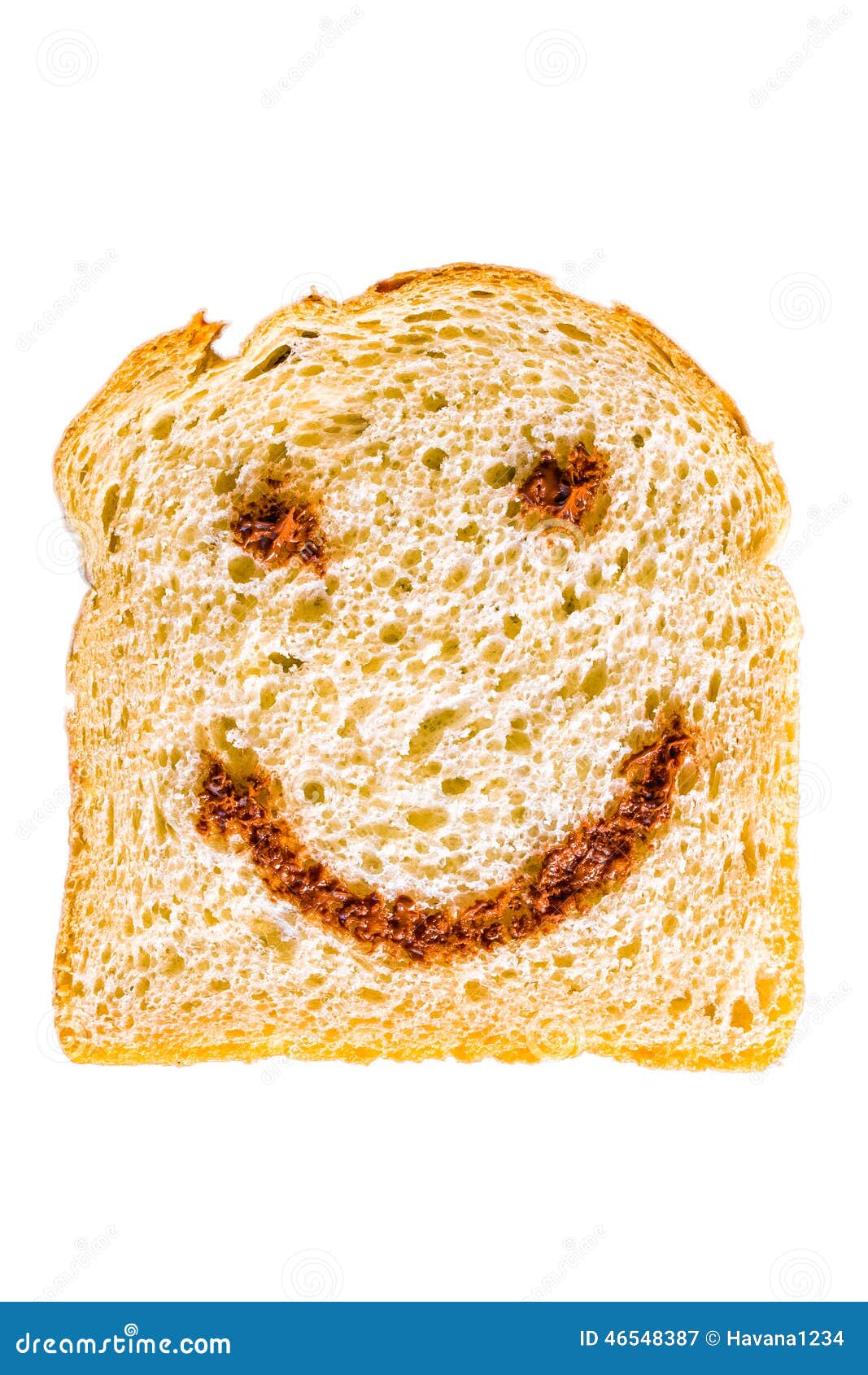 A Slice of Bread with Nutella Smile. Stock Image - Image of breads ...