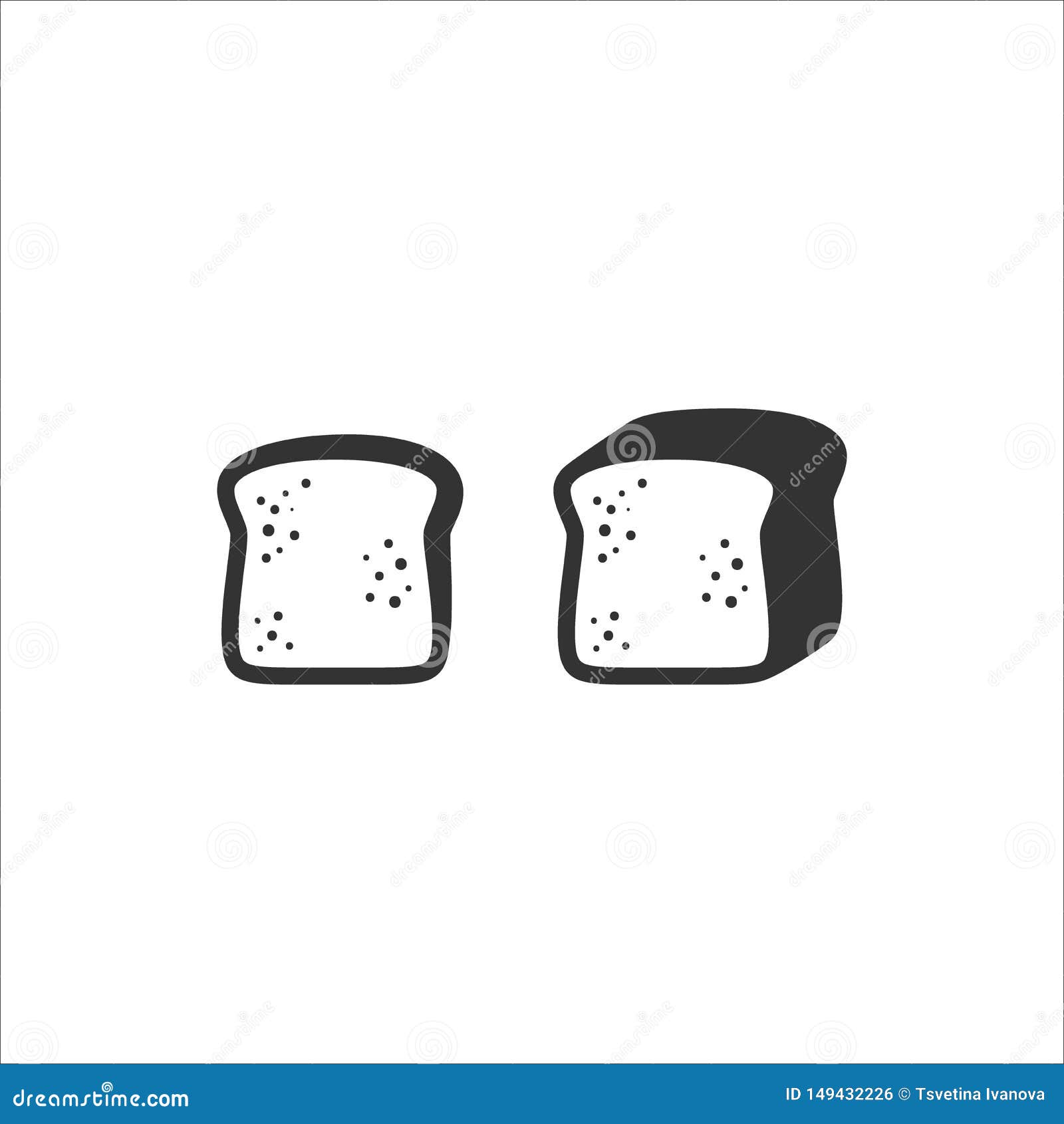 Slice of Bread and Sliced Bread Loaf Simple Vector Symbols Stock Vector ...