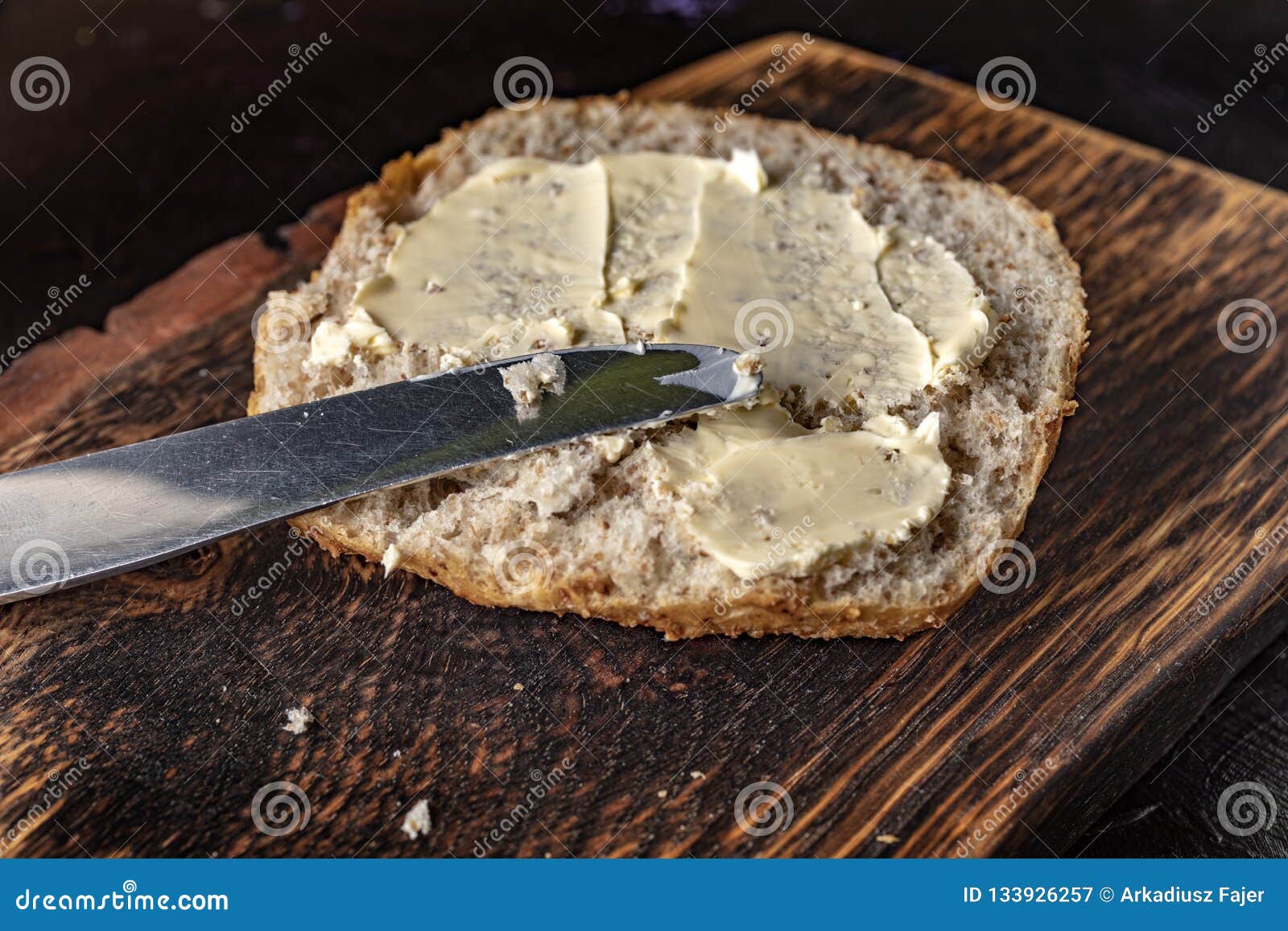 Slice of Bread Smeared with Butter Stock Image - Image of butter, slice ...