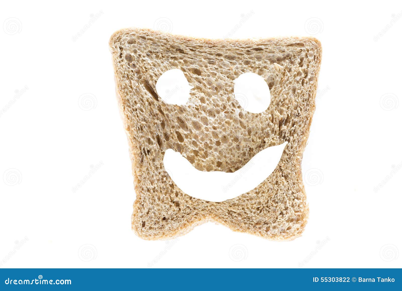 Slice of bread with smile stock photo. Image of wheat - 55303822