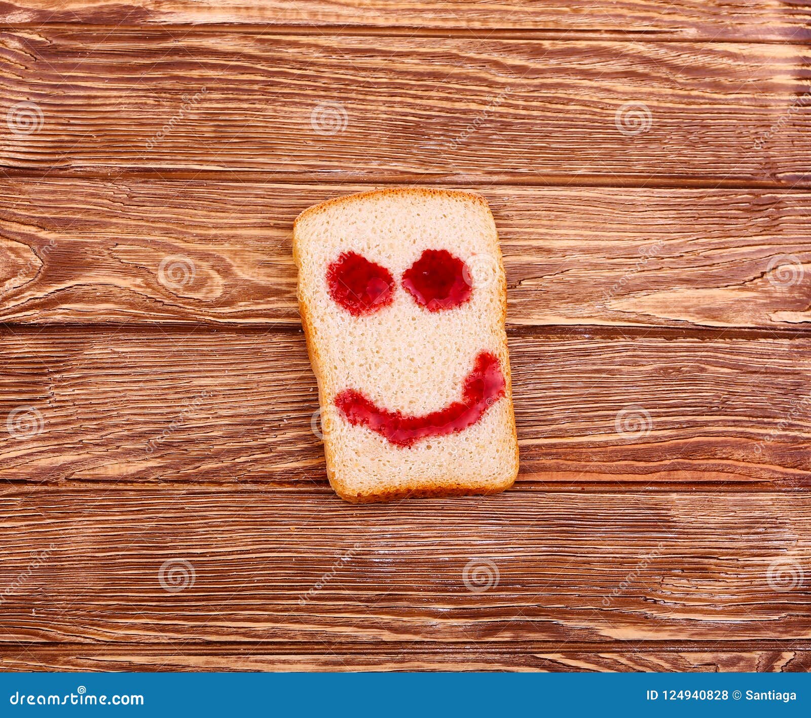 Slice of Bread with a Smile on a Wooden Stock Photo - Image of ...