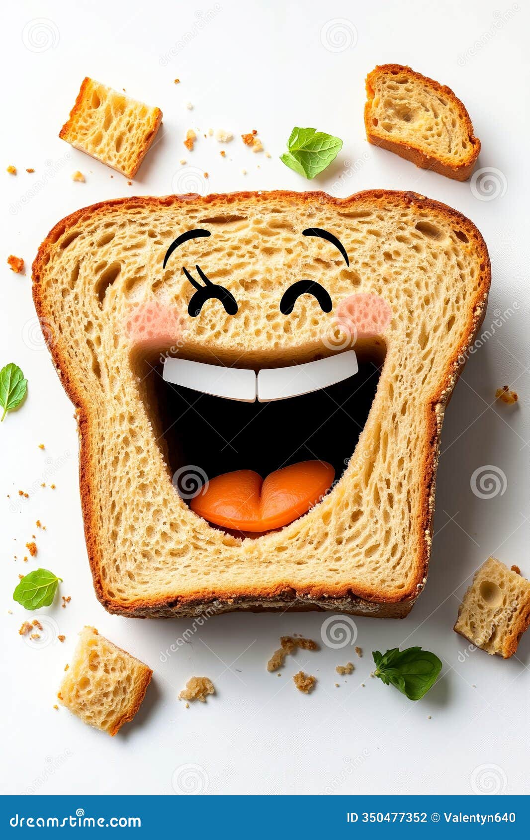 A Slice of Bread with a Smiley Face on it Stock Photo - Image of ...